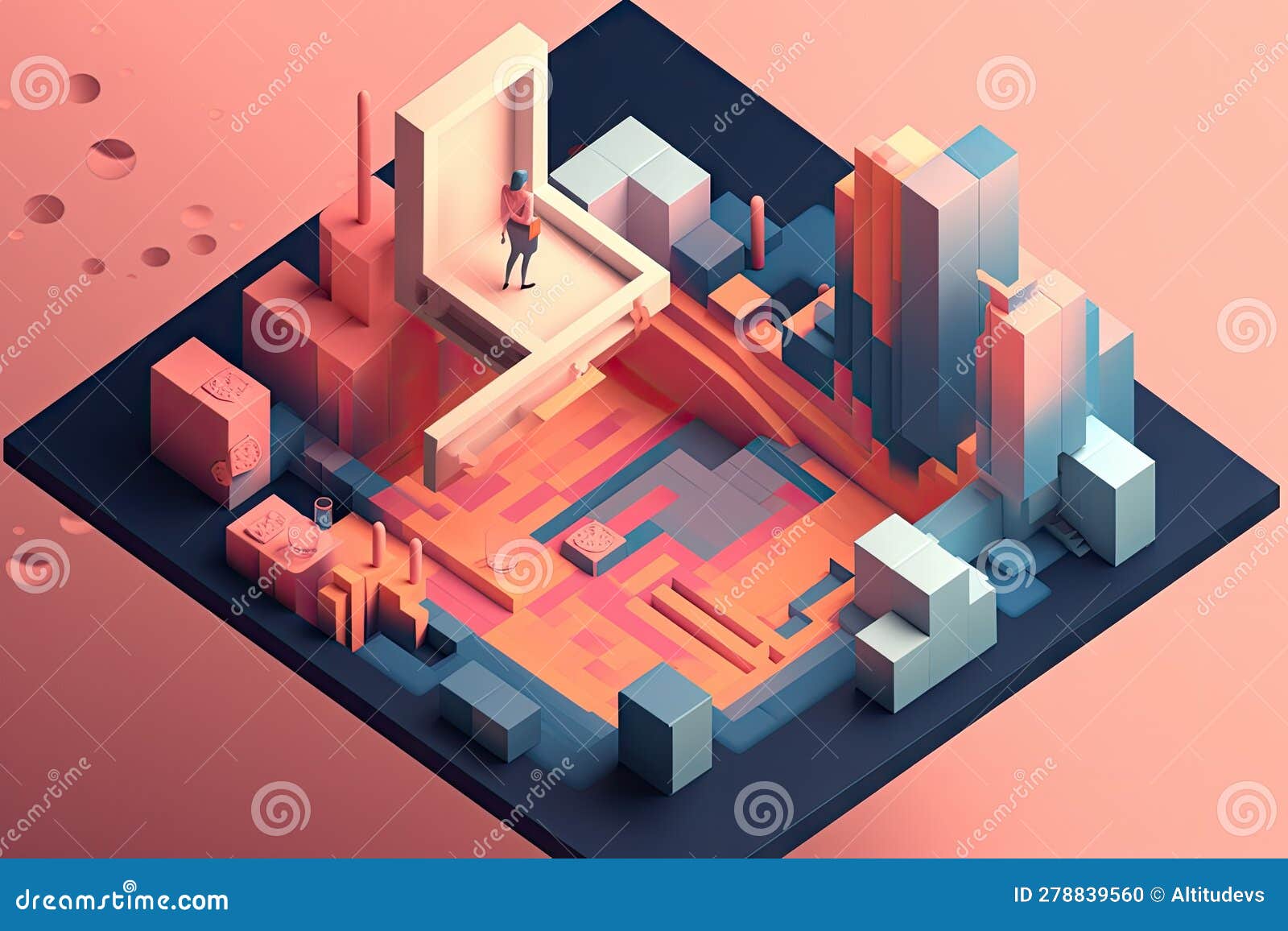 Distracting Background, with the Focus on a Key Element in Isometric ...