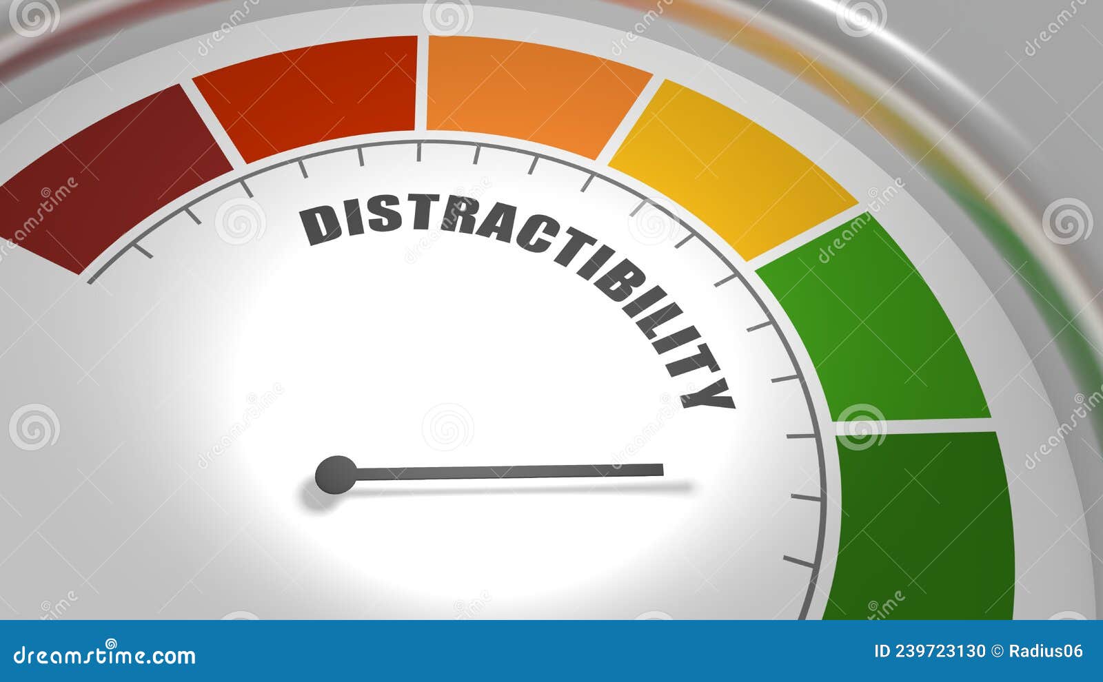 Distraction Measuring Device with Arrow and Scale. Social Media or ...