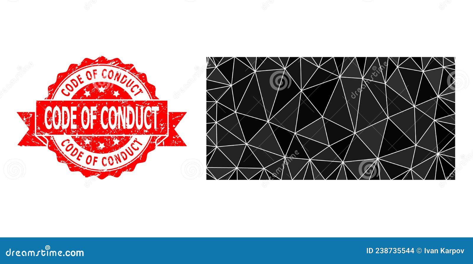 Distress Code of Conduct Stamp and Filled Rectangle Lowpoly Mocaic Icon ...