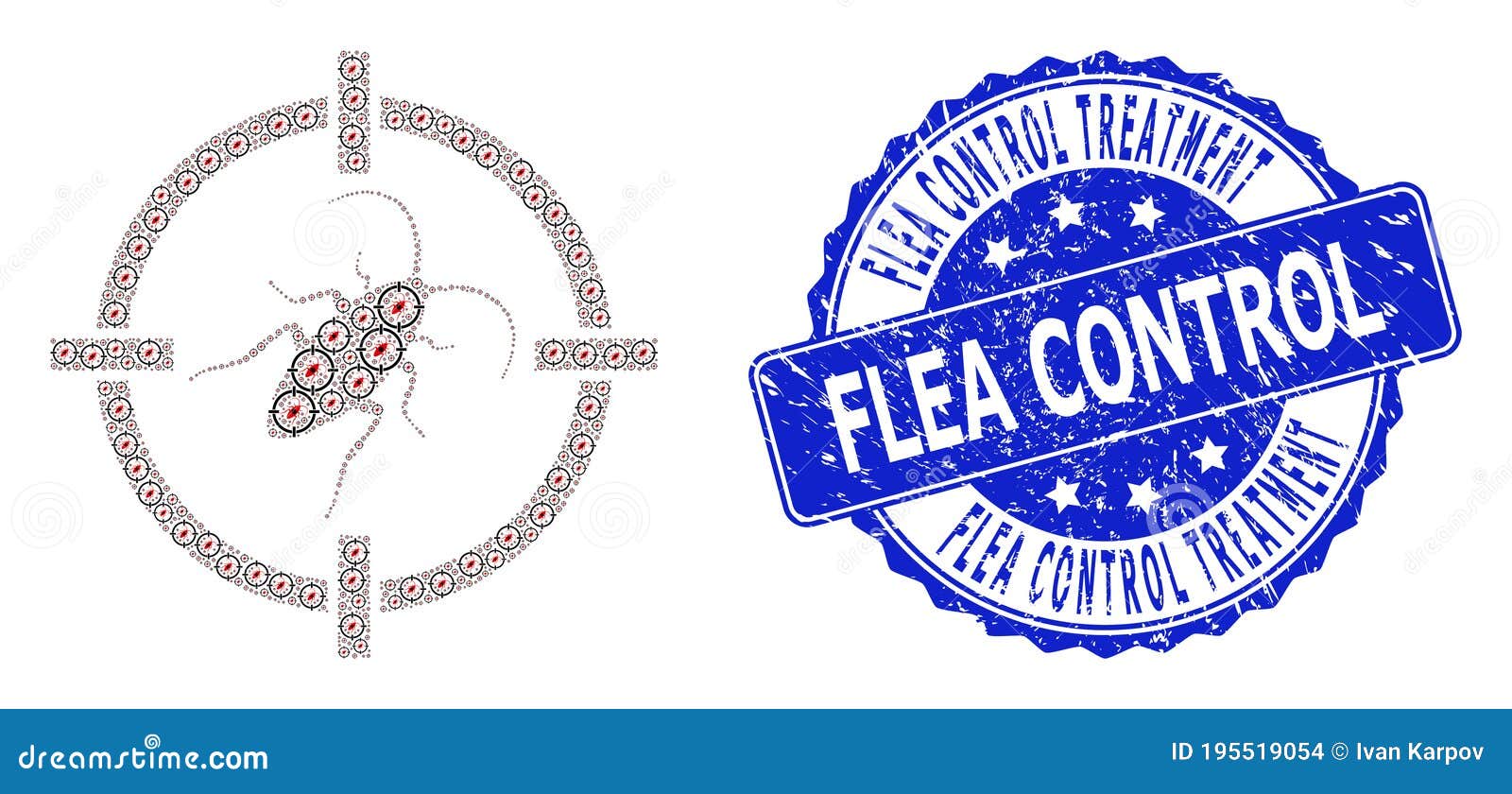 Flea In Target Line And Solid Icon, Pest Control Concept, Flea Warning ...