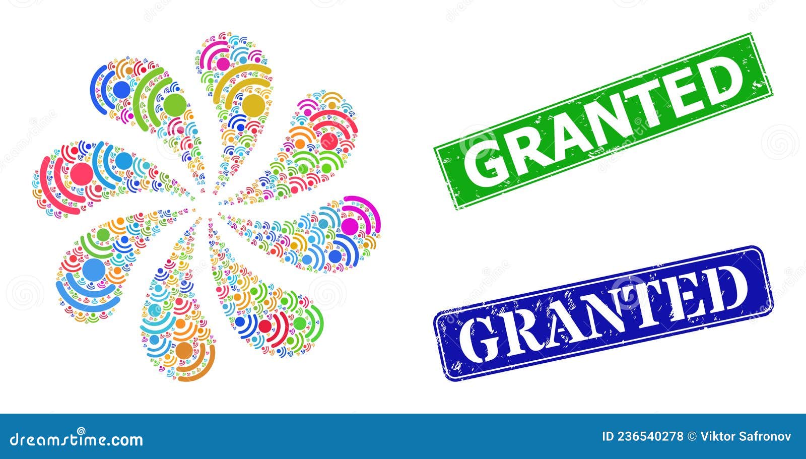 Distress Granted Stamp Seals and Wireless Internet Point Icon Multi ...