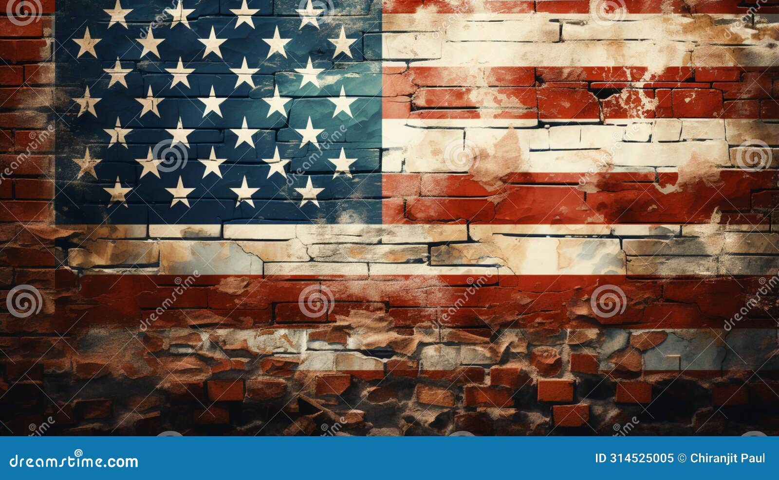 Distress Grunge Texture Flag of Usa on a Brick Wall Stock Image - Image ...
