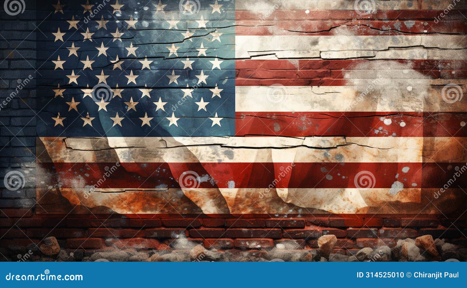 Distress Grunge Texture Flag of Usa on a Brick Wall Stock Photo - Image ...