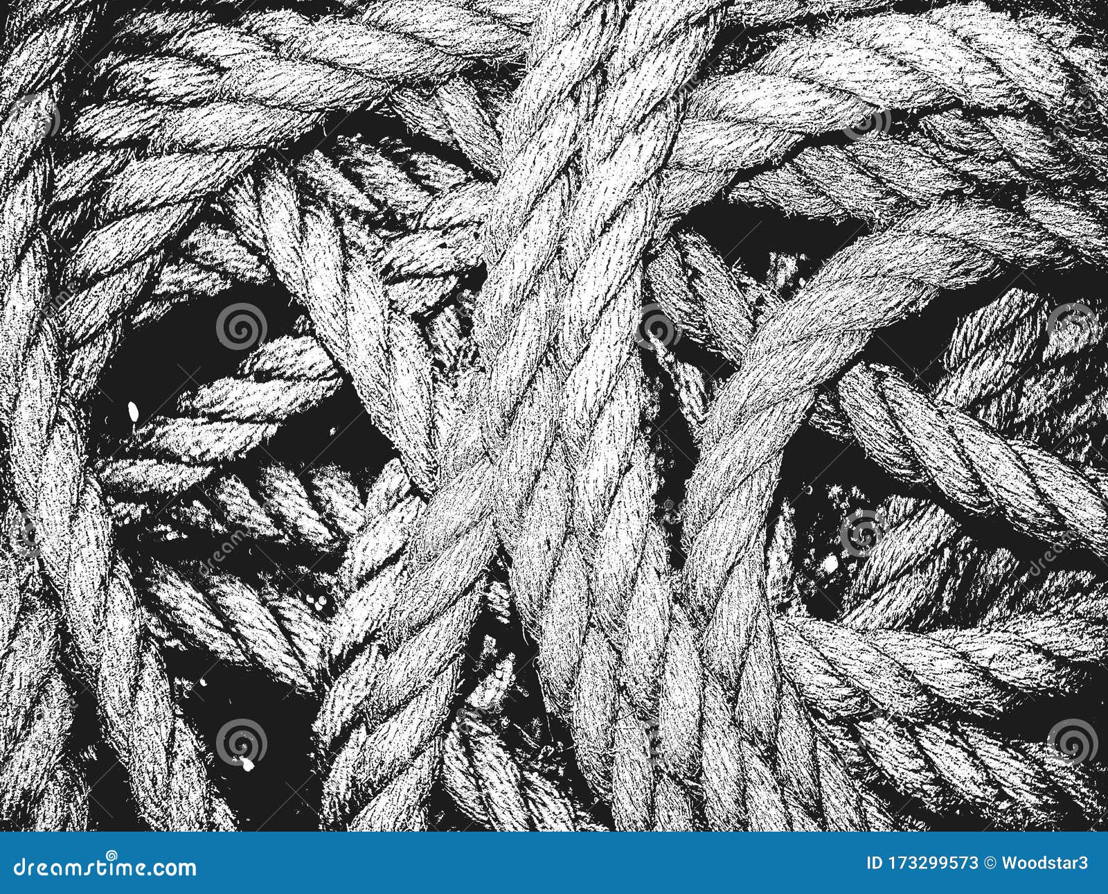 Distress Grunge Vector Texture of Wicker Rope. Black and White ...