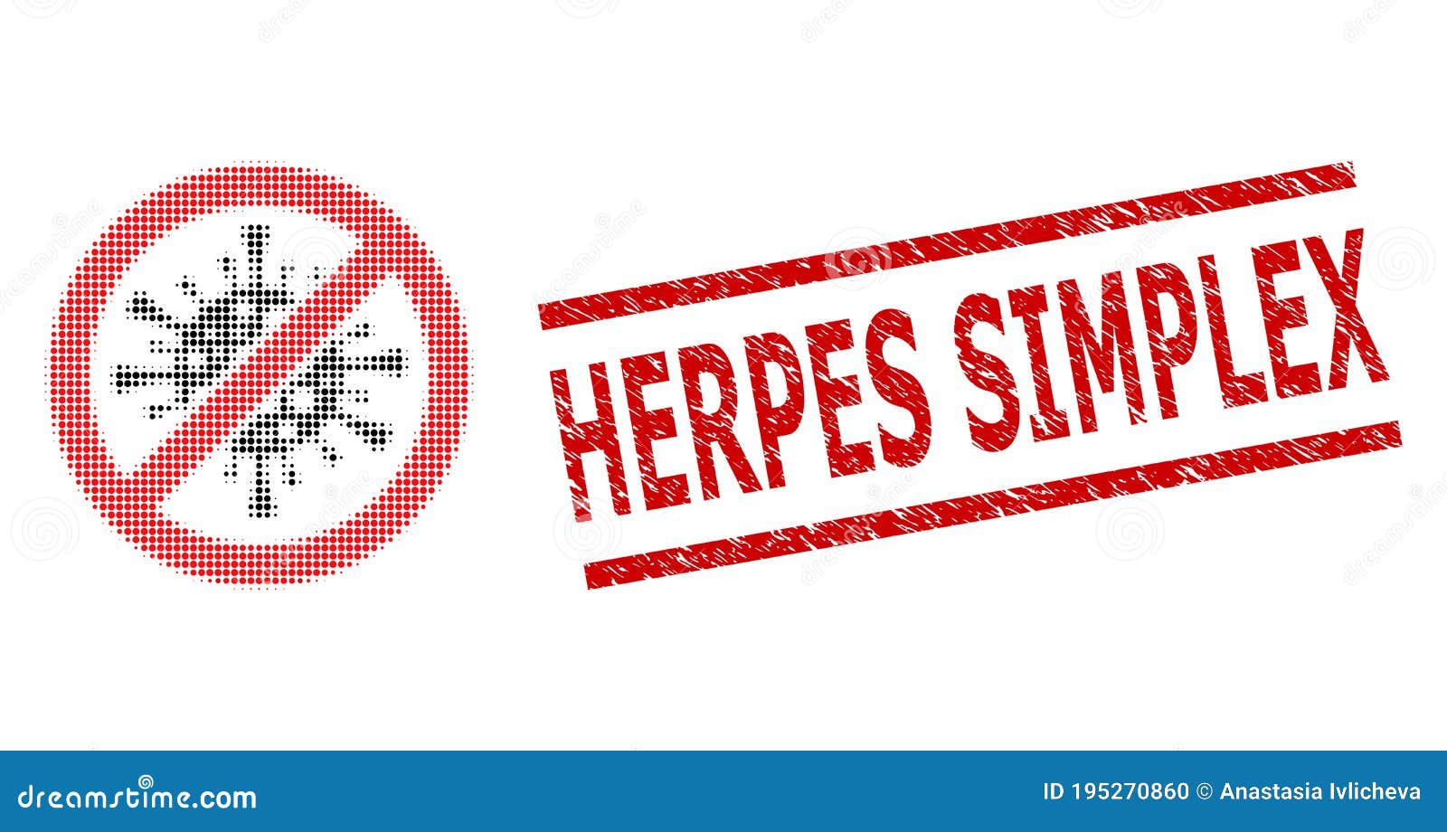Distress Herpes Simplex Seal Stamp and Halftone Dotted Stop Coronavirus ...