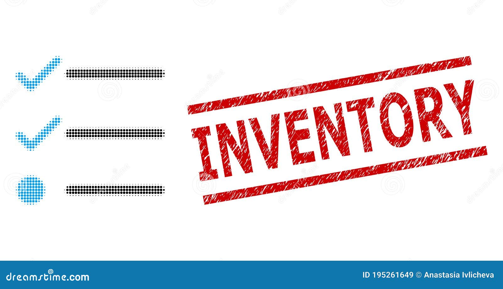 Distress Inventory Stamp and Halftone Dotted Checklist Stock Vector ...