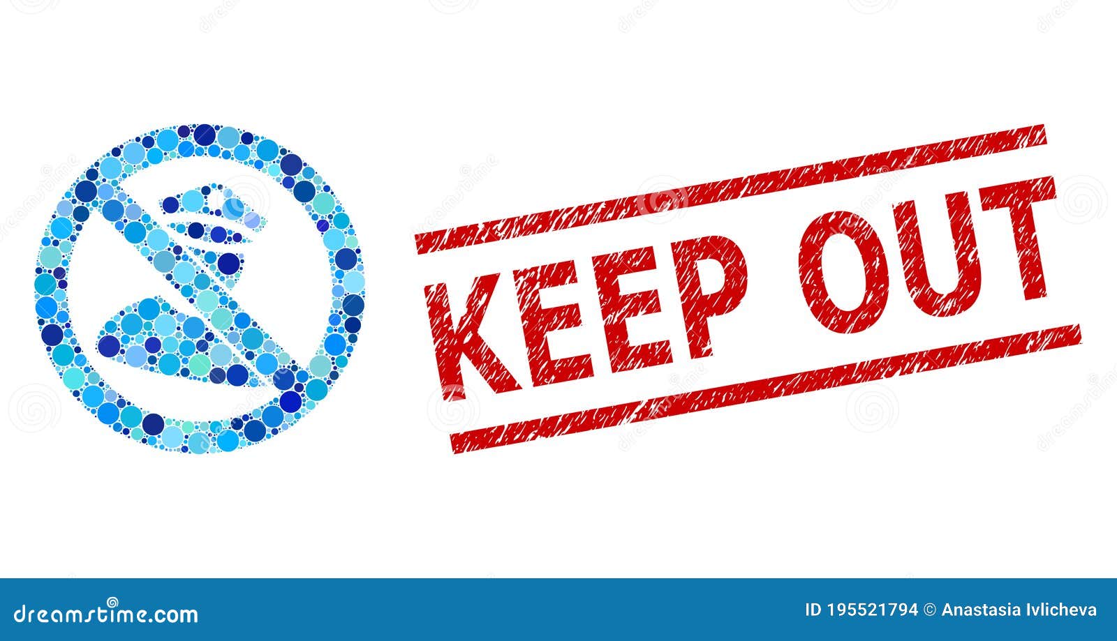 Distress Keep Out Stamp Imitation and No Policeman Mosaic of Circles ...