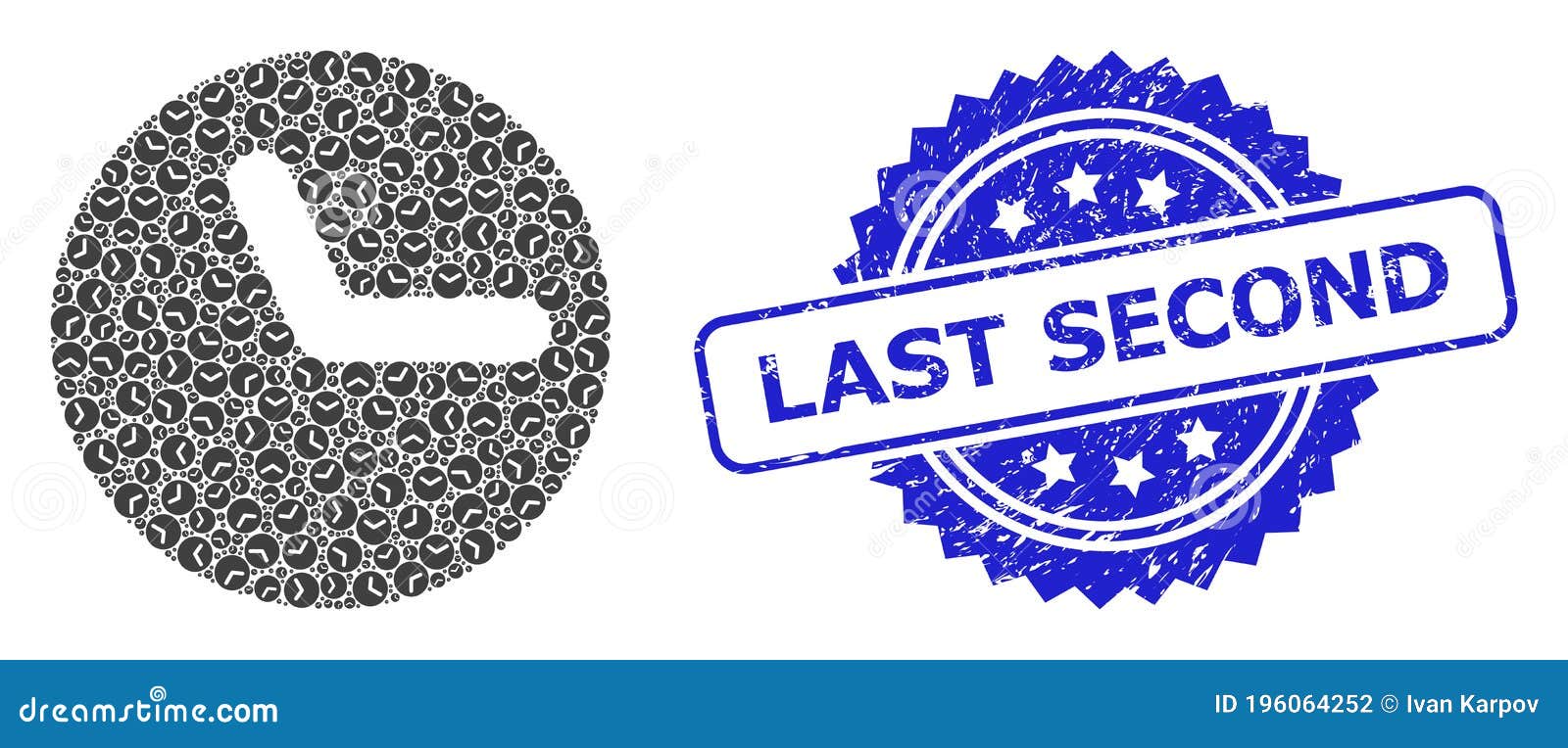 Distress Last Second Seal and Recursion Clock Icon Collage Stock Vector ...