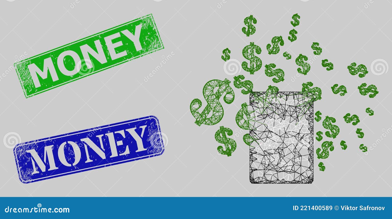 Distress Money Seals and Network Money Calculator Mesh Stock Vector ...