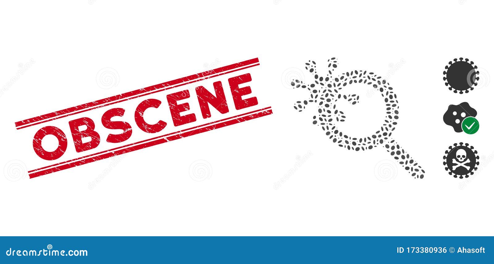 Distress Obscene Line Stamp and Collage Explore Virus Icon Stock ...