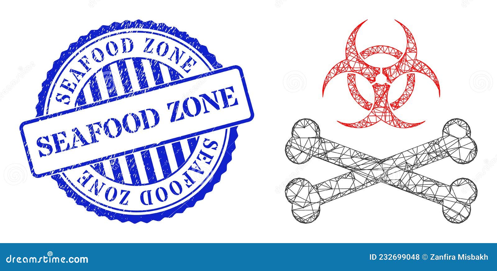 Distress Seafood Round Watermark And Fractal Fish Icon Collage Cartoon ...