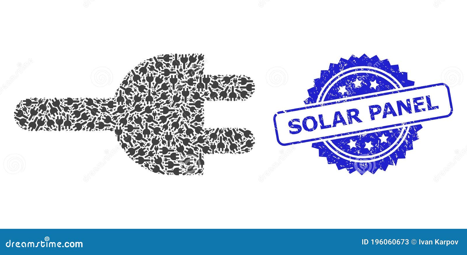 Distress Solar Panel Watermark and Recursion Electric Plug Icon Mosaic ...