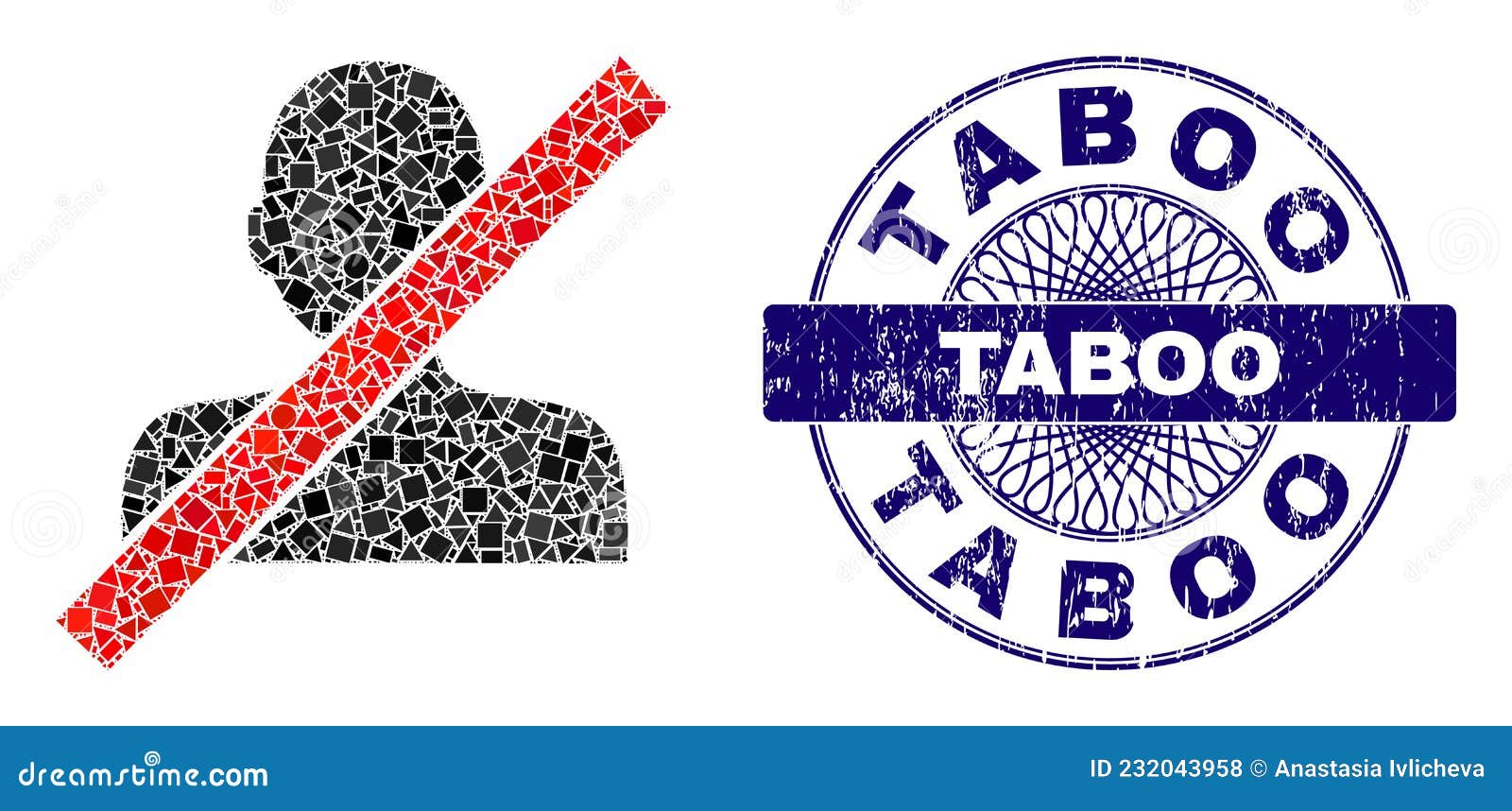 Distress Taboo Stamp Seal and Geometric Closed Man Mosaic Stock Vector ... Distress Taboo Stamp Seal and Geometric Closed Man Mosaic Stock Vector ...