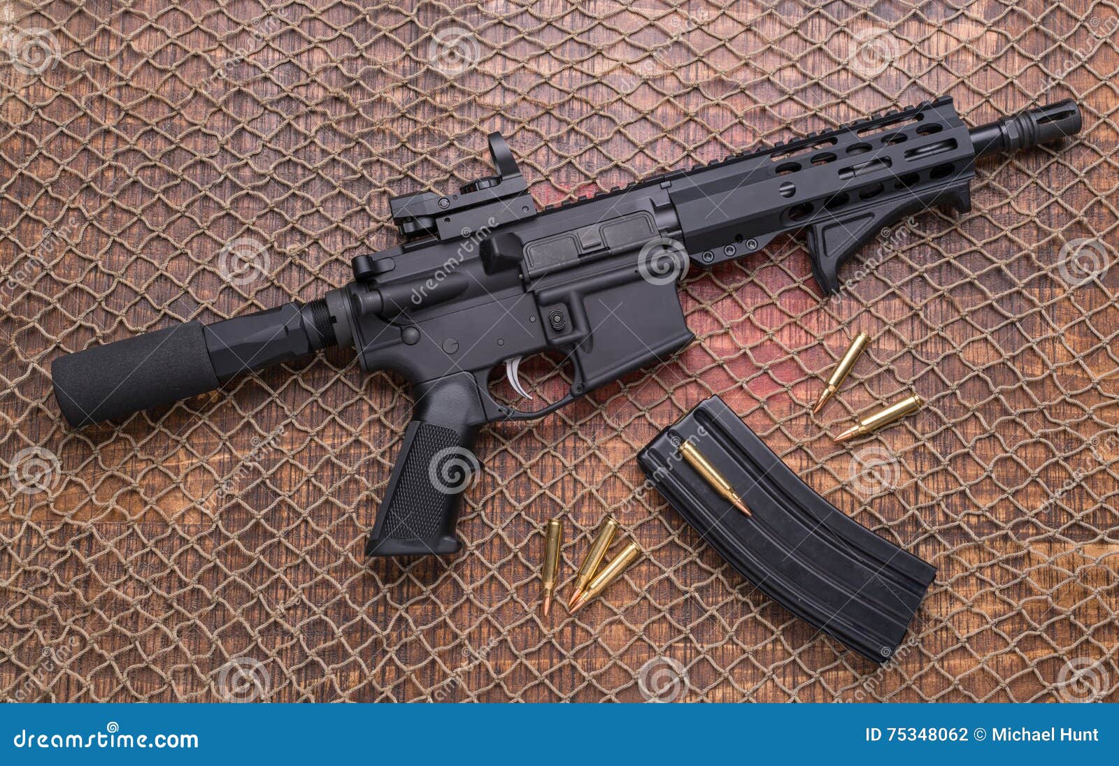 Distressed AR 15 Pistol Ammunition, Magazine Stock Photography ...