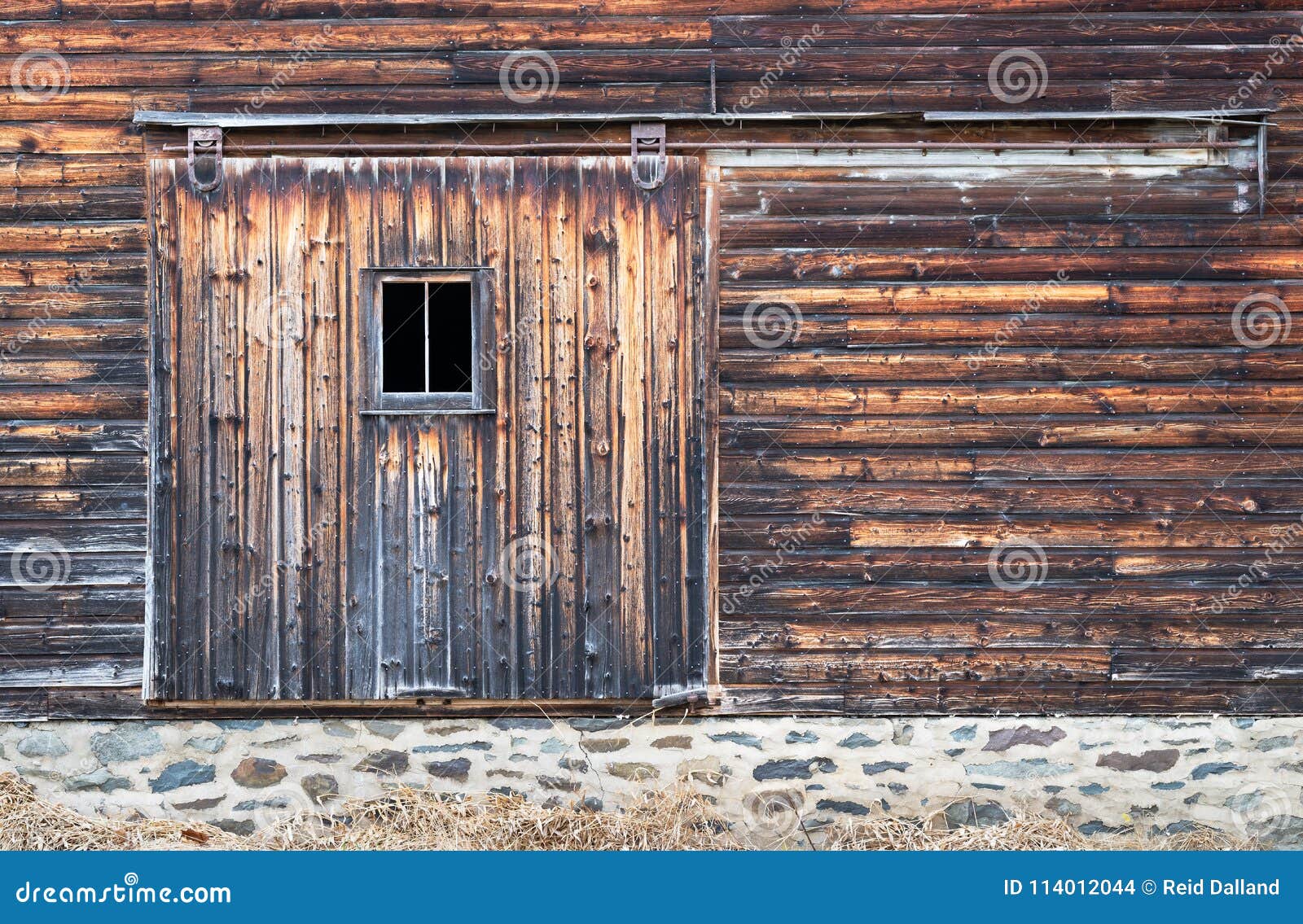 Distressed Barn Board Door With Window. Stock Photography ...