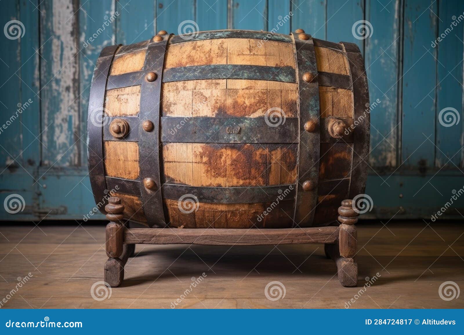 Distressed Barrel with Rusted Metal Bands Stock Illustration ...