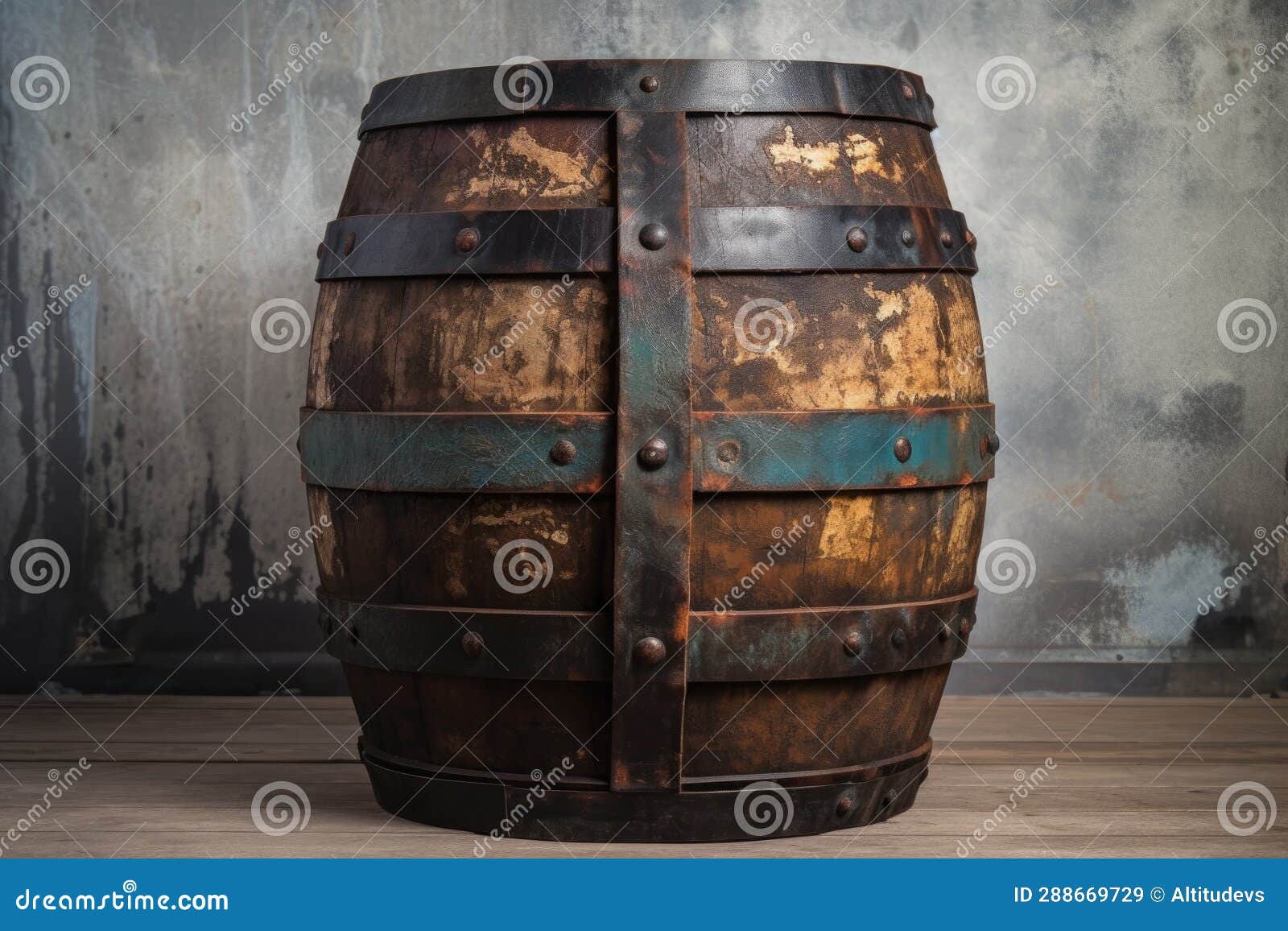 Distressed Barrel with Rusted Metal Bands Stock Image - Image of ...