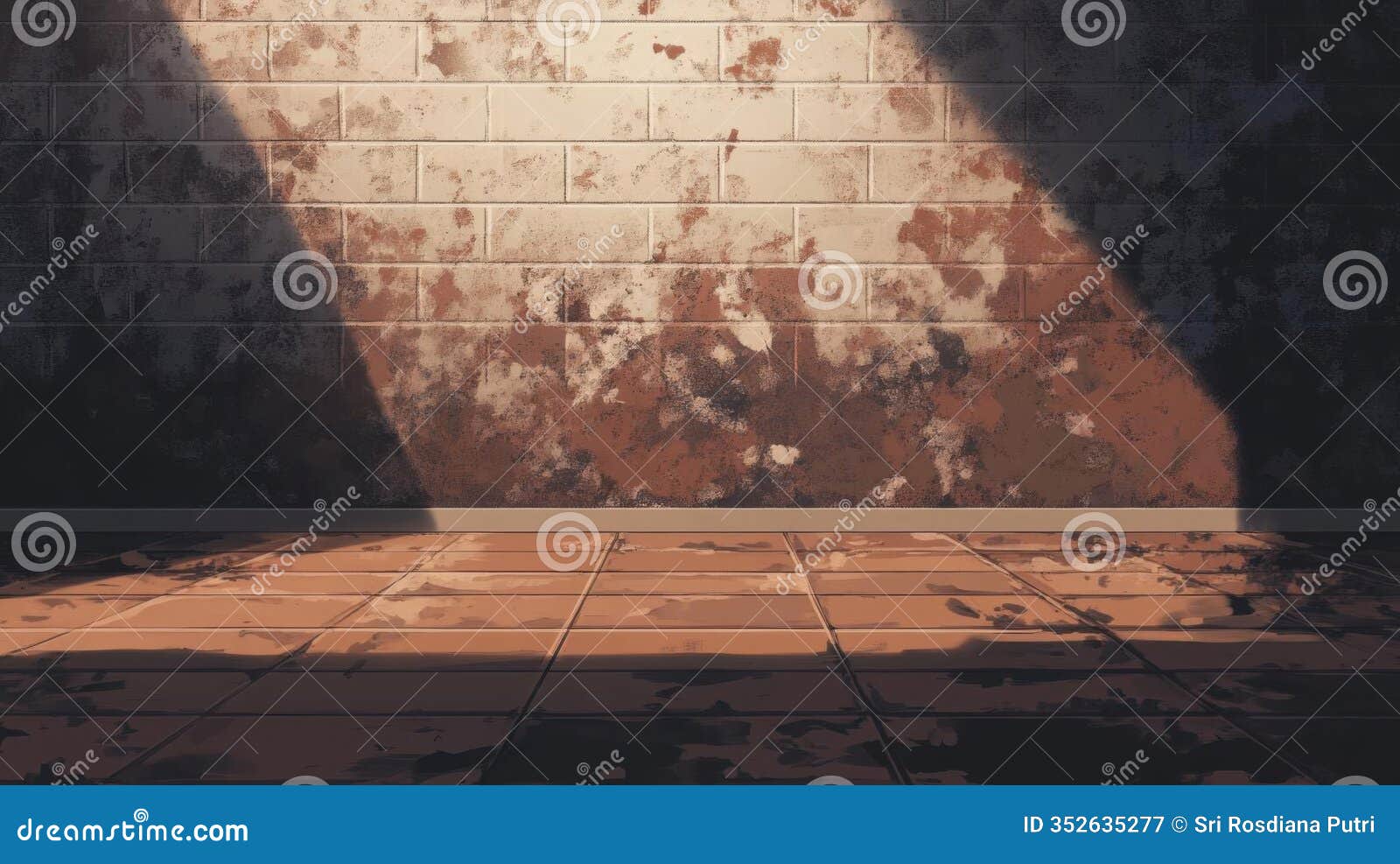 Distressed Brick Wall and Tile Floor Background Stock Illustration ...