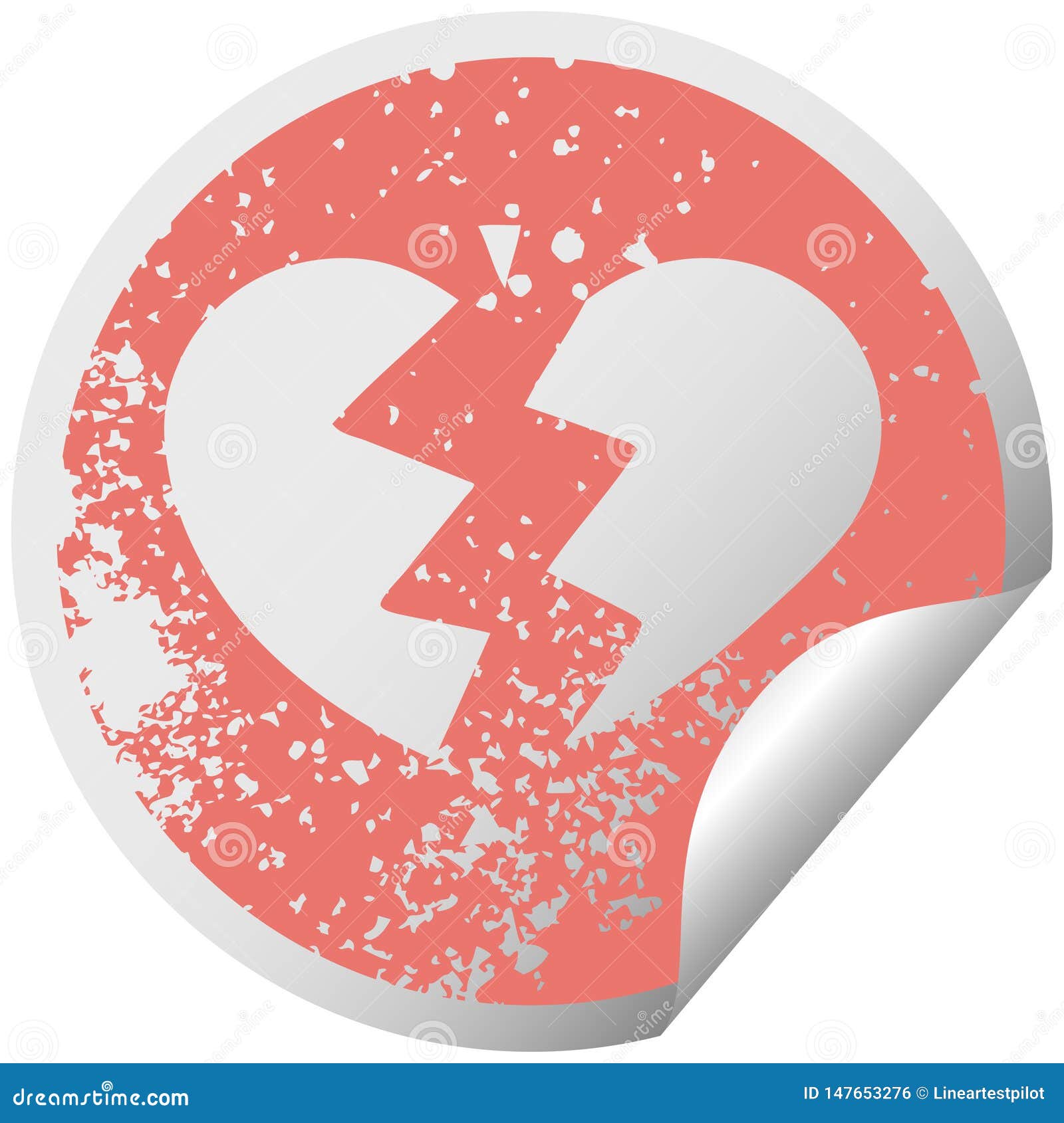 Distressed Circular Peeling Sticker Symbol Broken Heart Stock Vector ...