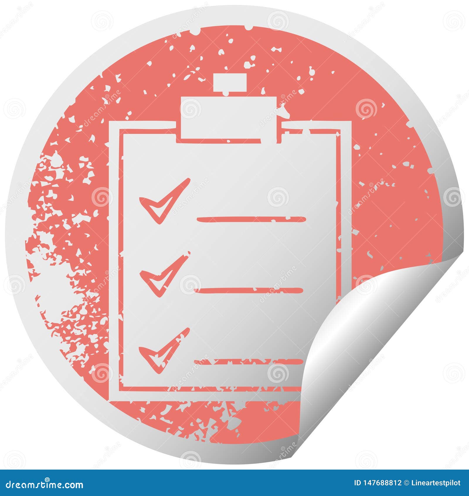 Distressed Circular Peeling Sticker Symbol Check List Stock Vector ...