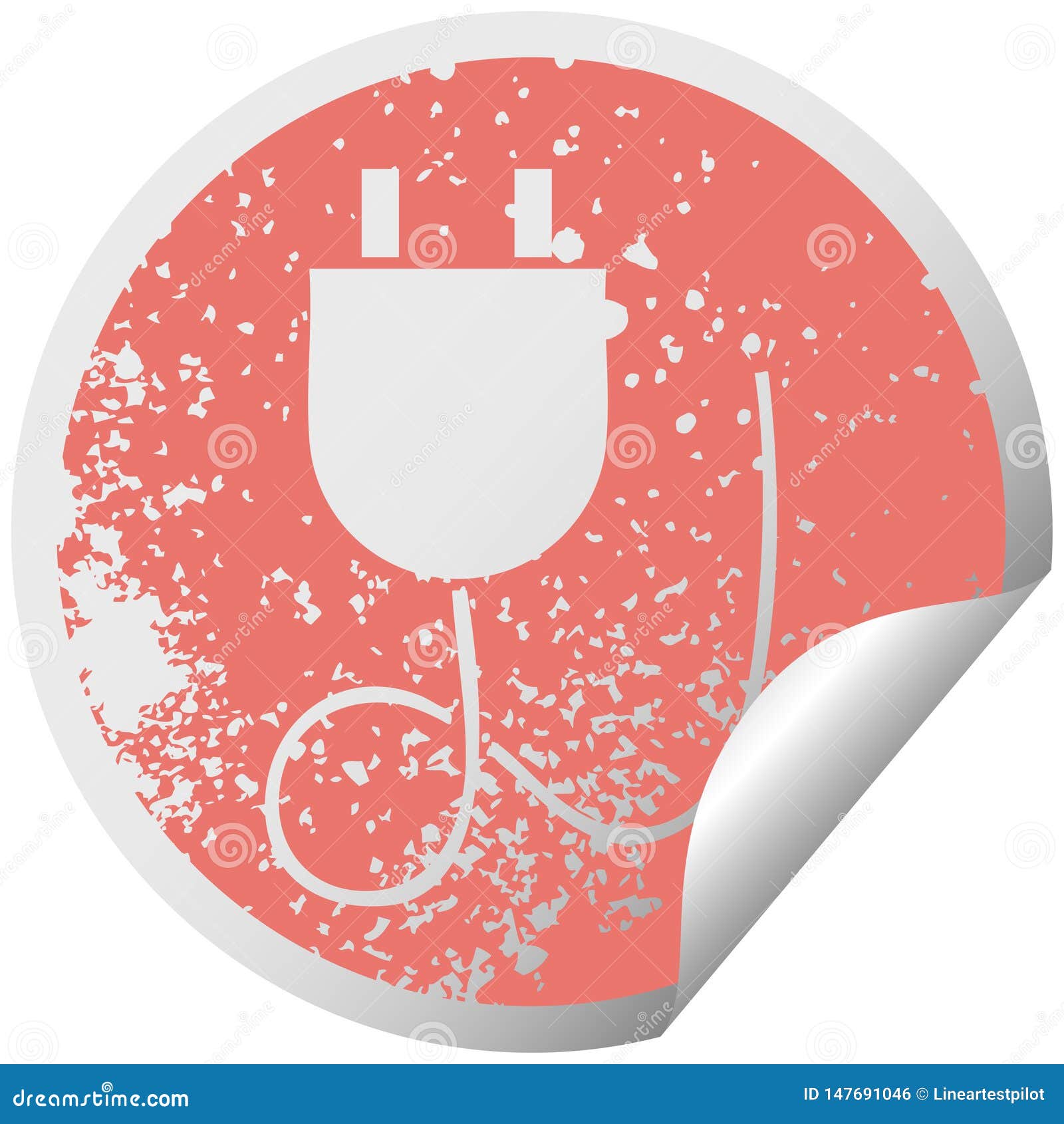 Distressed Circular Peeling Sticker Symbol Electrical Plug Stock Vector ...