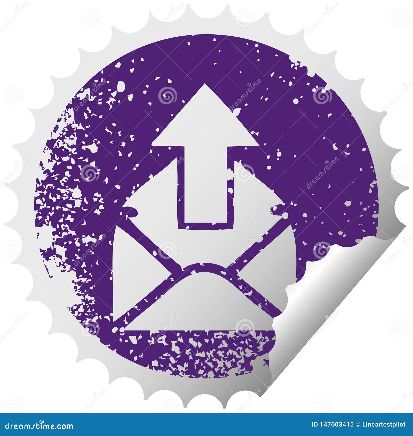 Distressed Circular Peeling Sticker Symbol Email Sign Stock Vector ...