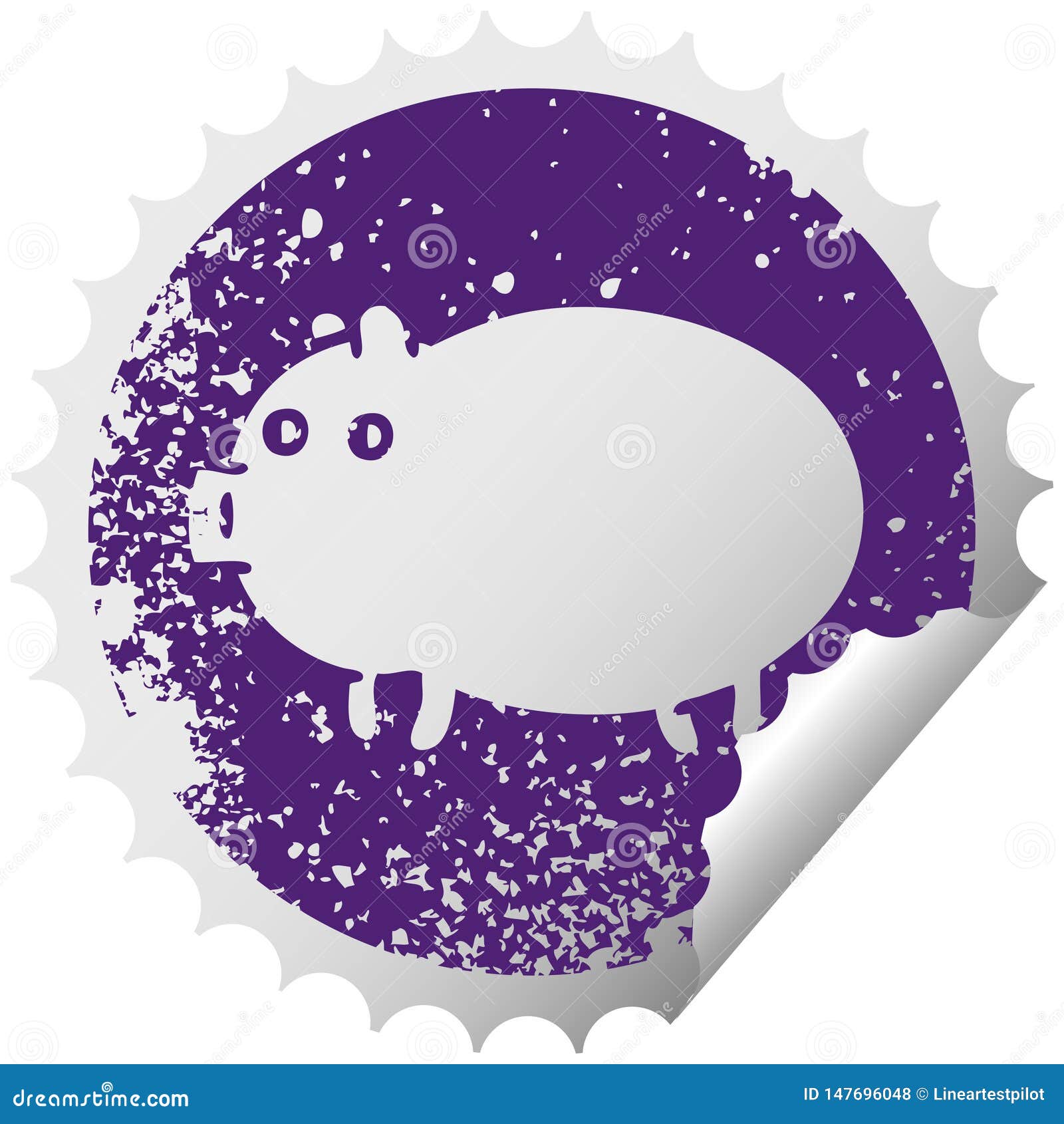 Distressed Circular Peeling Sticker Symbol Fat Pig Stock Vector ...