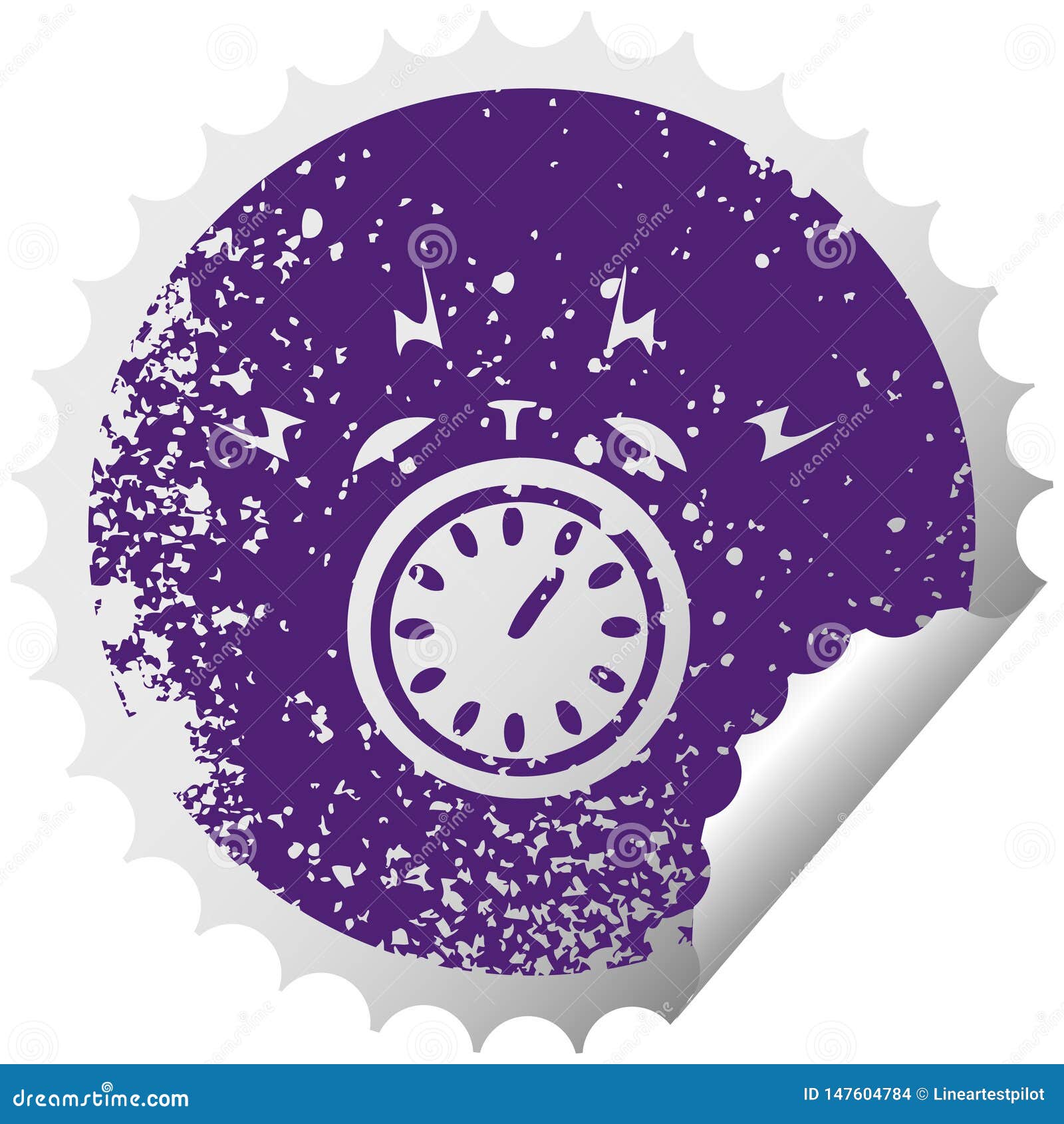 Distressed Circular Peeling Sticker Symbol Ringing Alarm Clock Stock ...