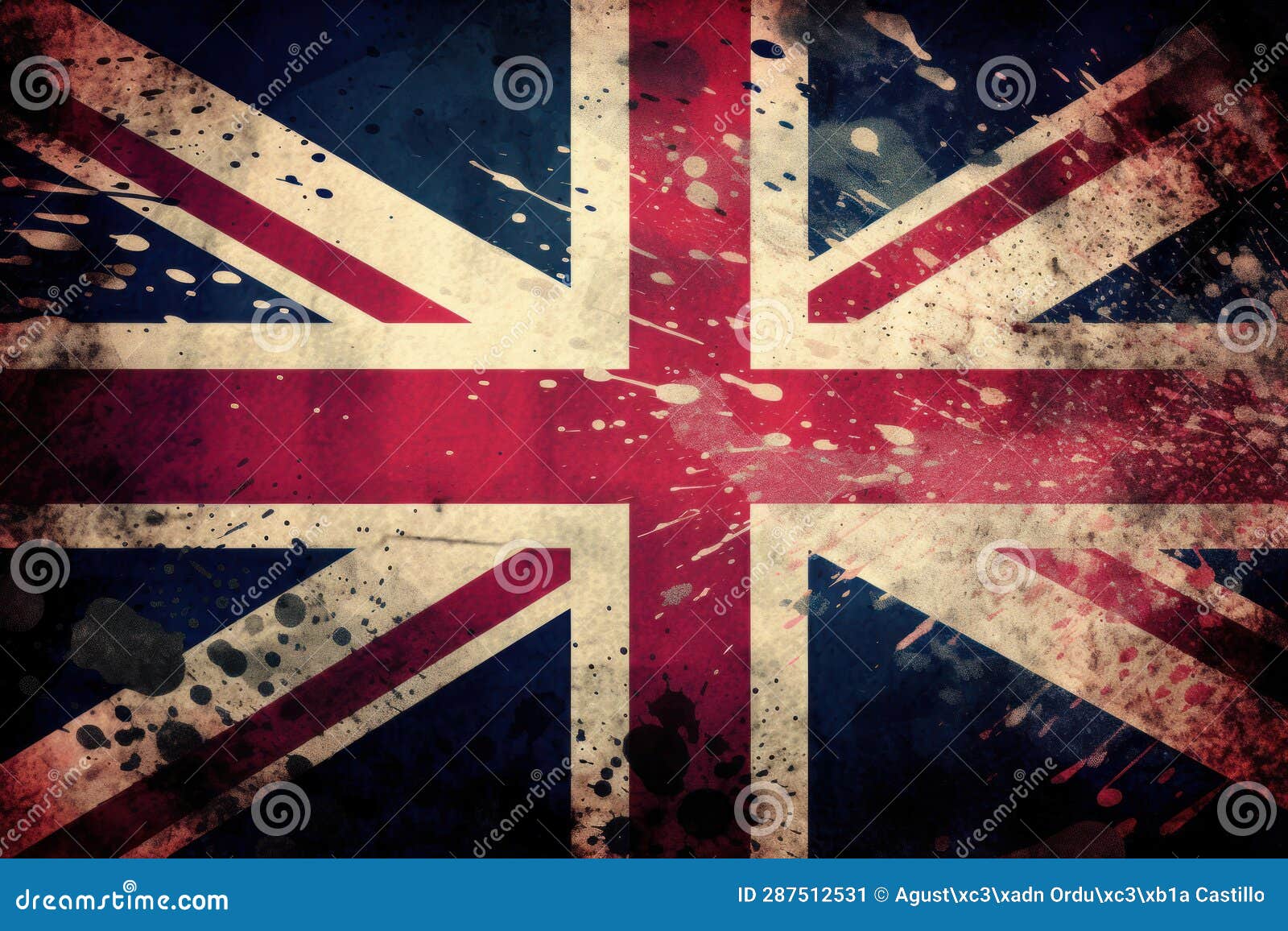 Distressed England Flag on Rectangular Background. Stock Image - Image ...