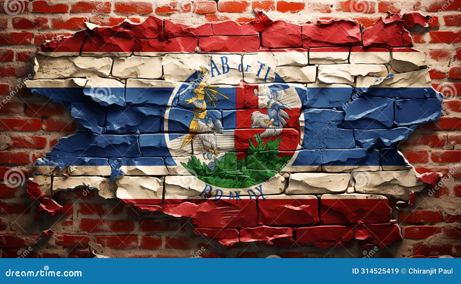 Distressed Flag of Belize on a Plan Brick Wall Stock Illustration ...
