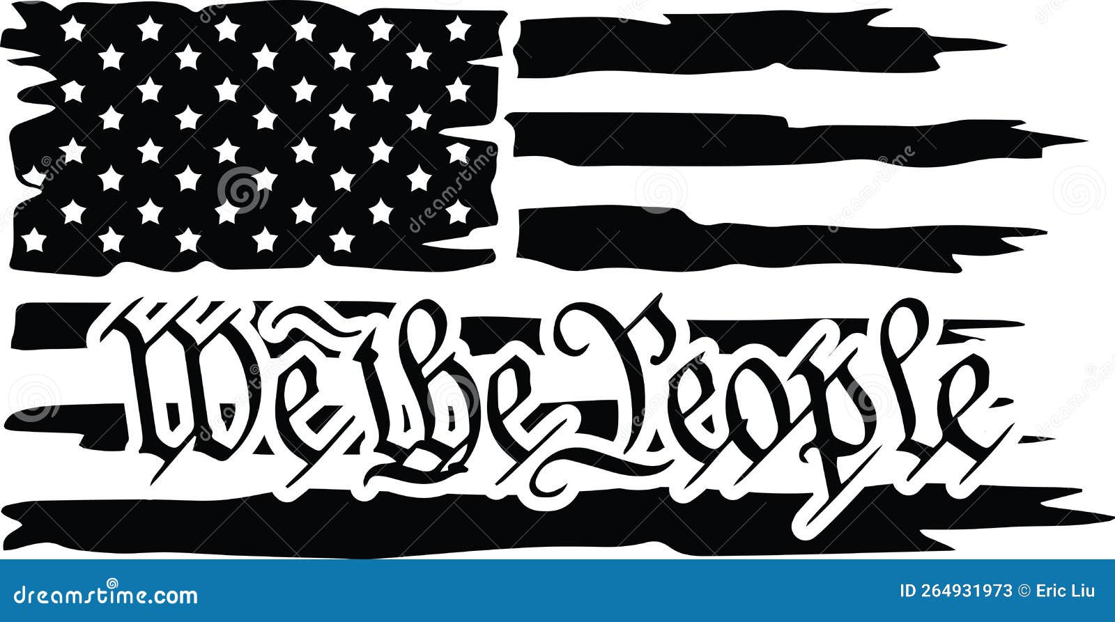 Distressed Flag We The People Preamble Text Cartoon Vector ...