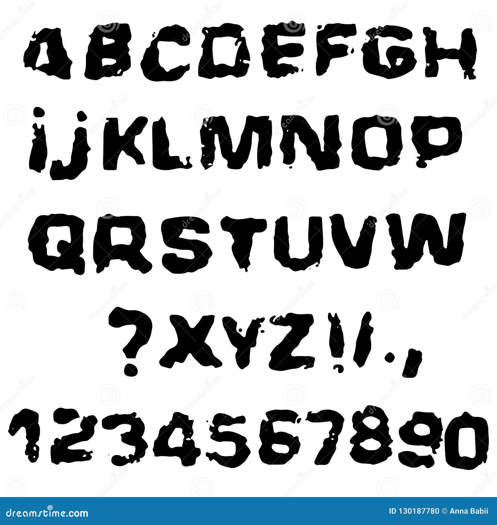 Distressed Grunge Alphabet. Stamp Ink Font. Vector Illustration. Stock ...