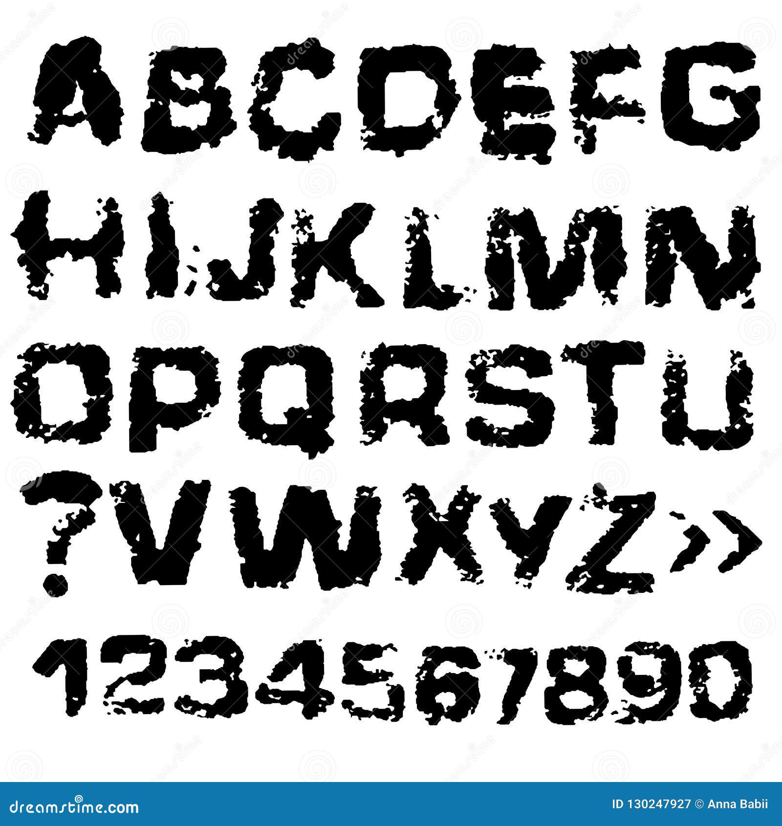 Distressed Grunge Alphabet. Stamp Ink Font. Vector Illustration. Stock ...