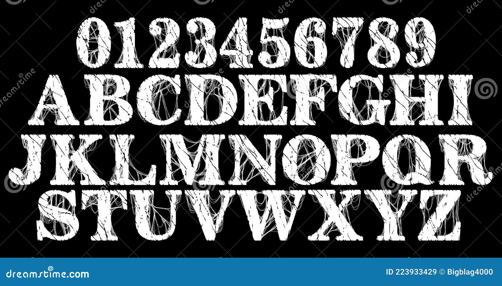 Distressed Grunge Font.Vector Numbers and Alphabet. Stock Vector ...