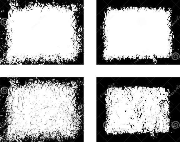 Distressed Grunge Frame Design Collection, Four Unique Rectangular ...
