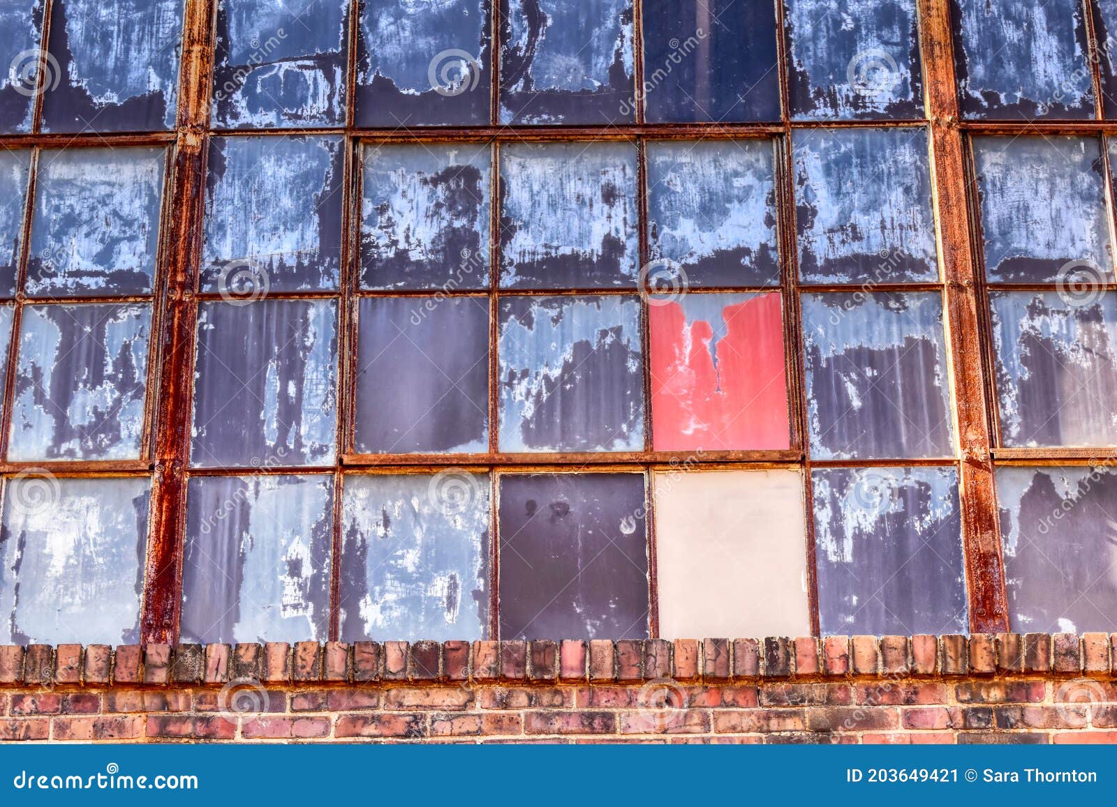 Distressed Warehouse Windows Stock Image - Image of symmetry, design ...