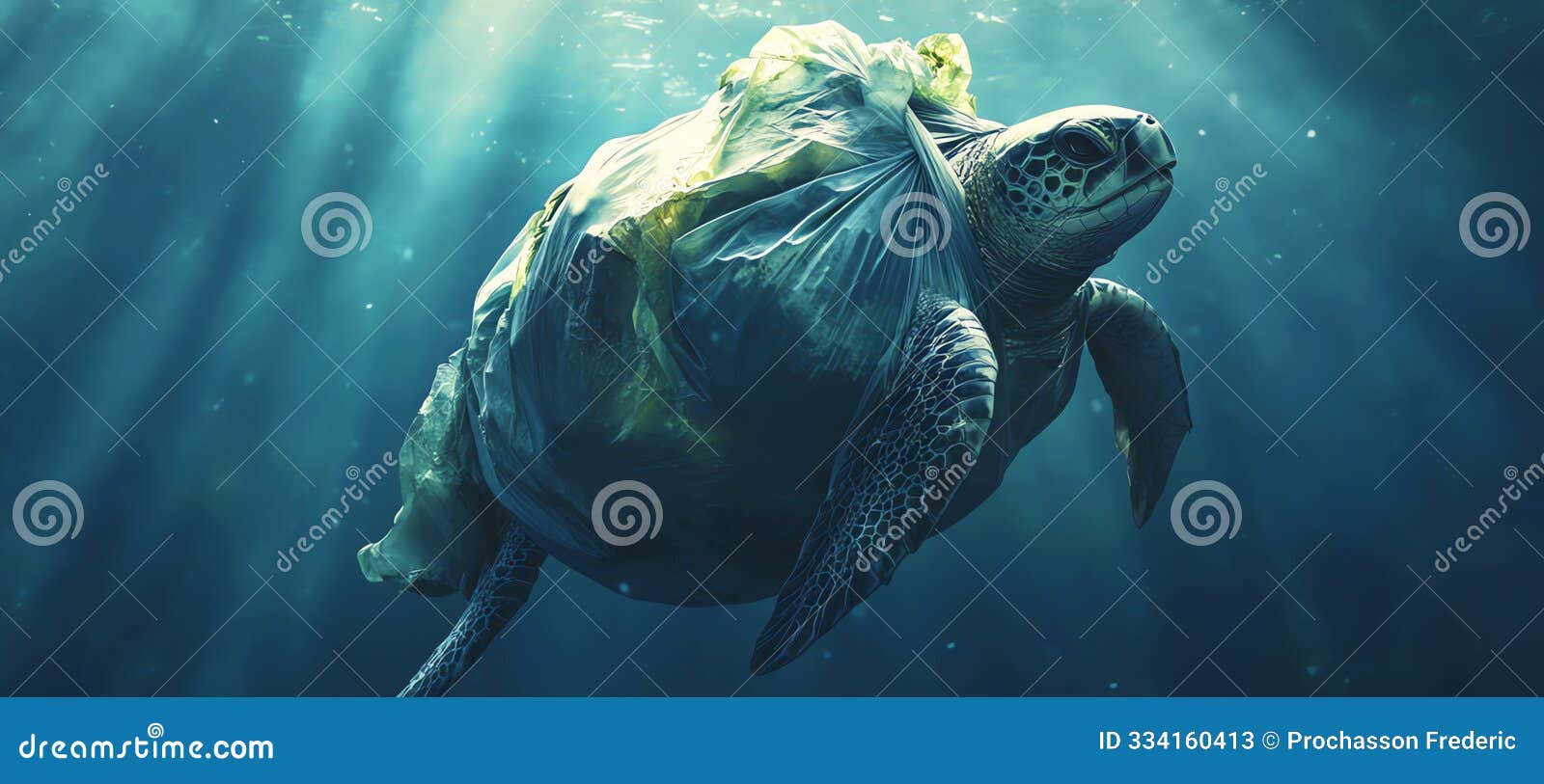A Distressed Marine Life Entangled in a Plastic Bag Floating on the ...
