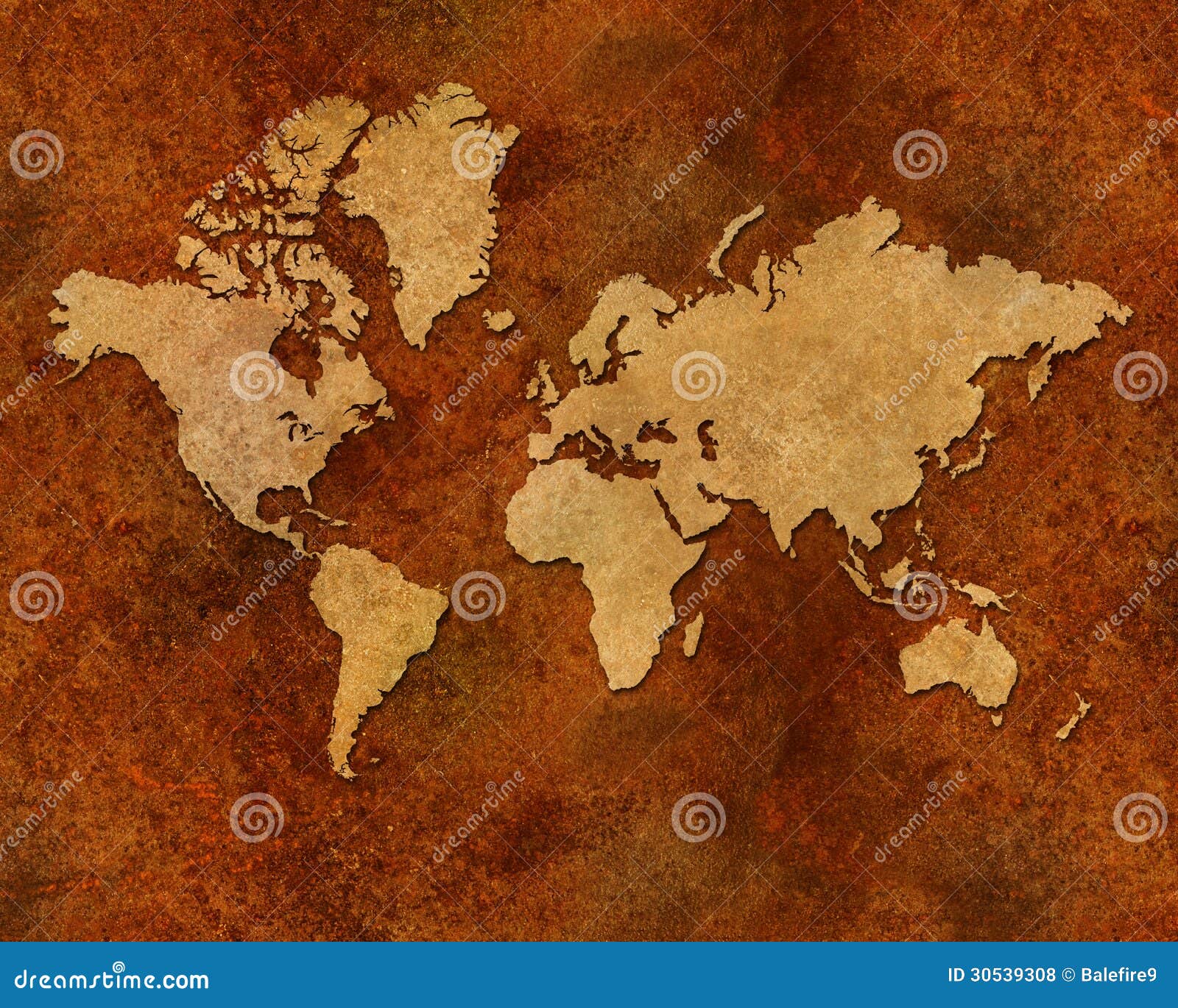 Distressed Metallic Global Map Stock Illustration - Illustration of ...
