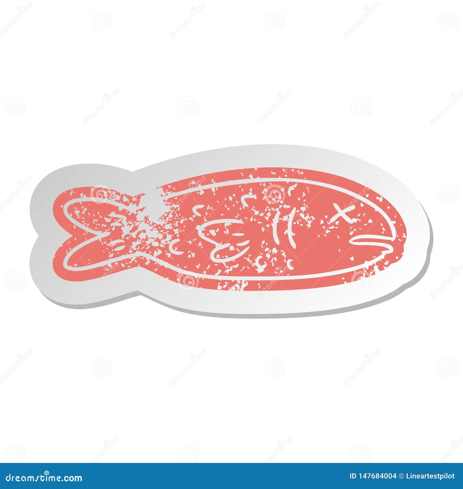 Distressed Old Sticker of a Dead Fish Stock Vector - Illustration of ...