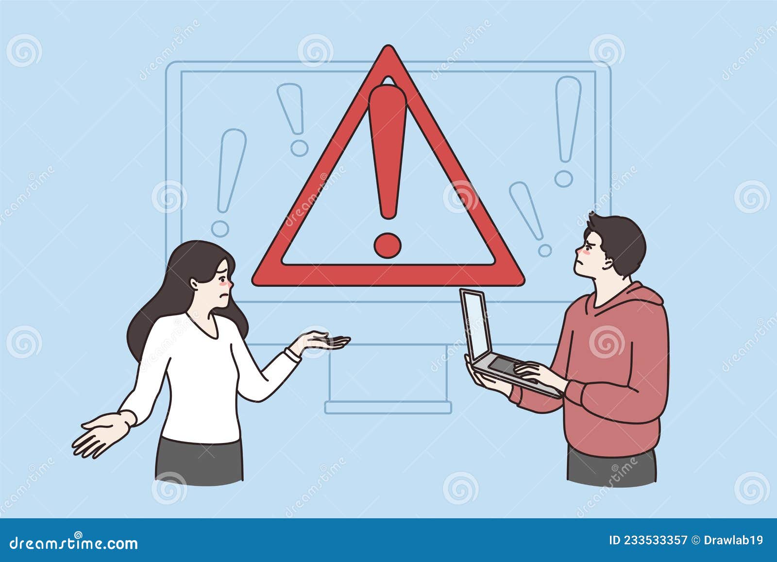 Distressed People Use Computer Have Error Notification Stock Vector ...