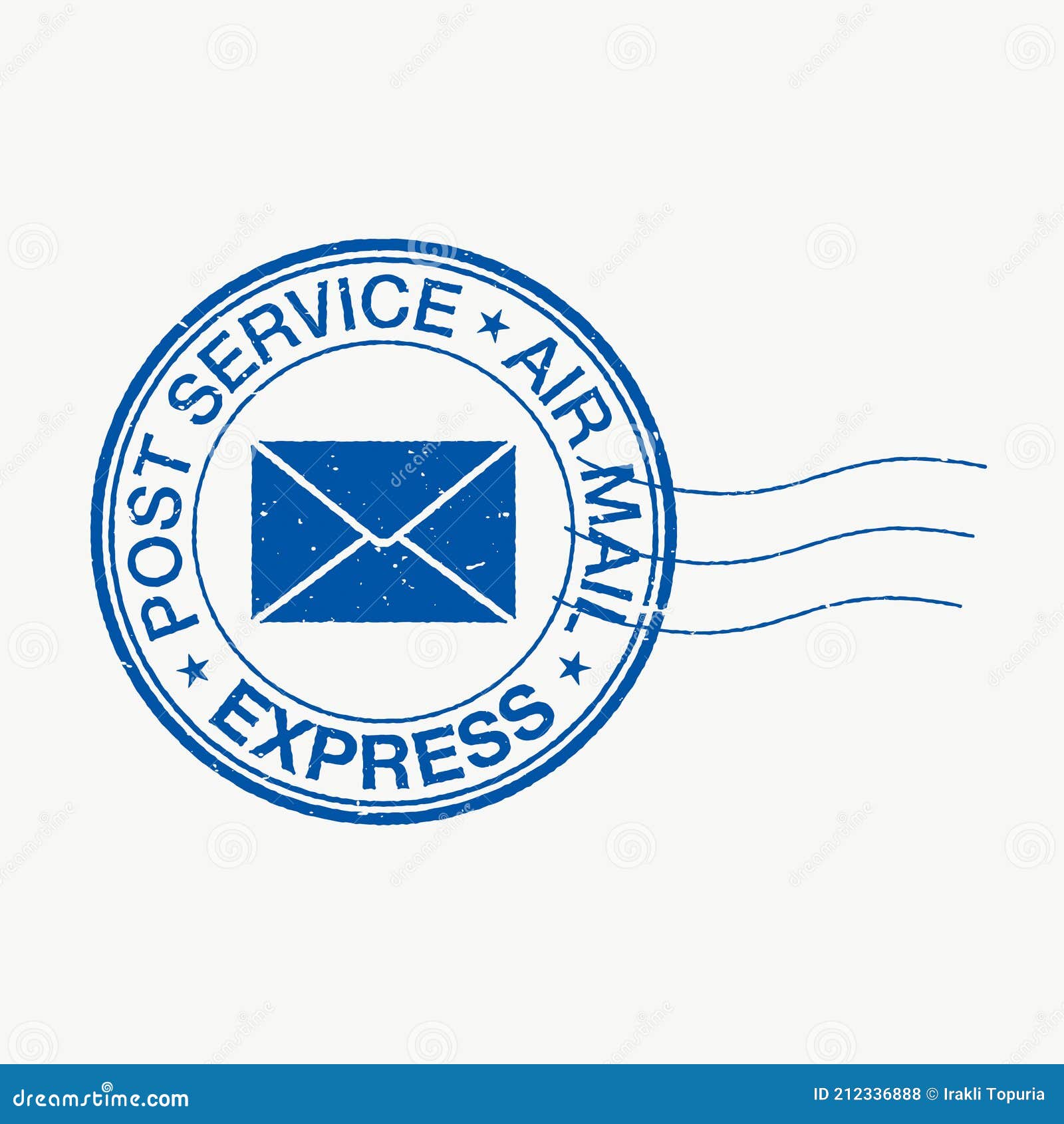 Vector Distressed Round Postal Stamp with Waves. Stock Vector ...