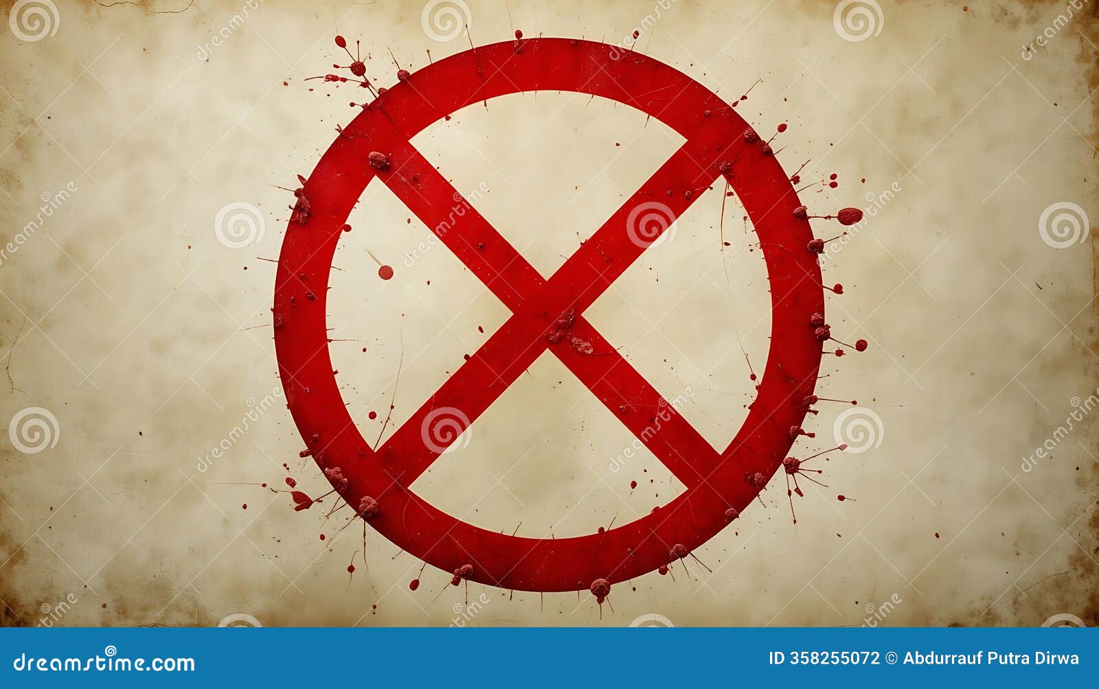 Distressed Red Circle Cross Symbol on Grunge Background Stock ...