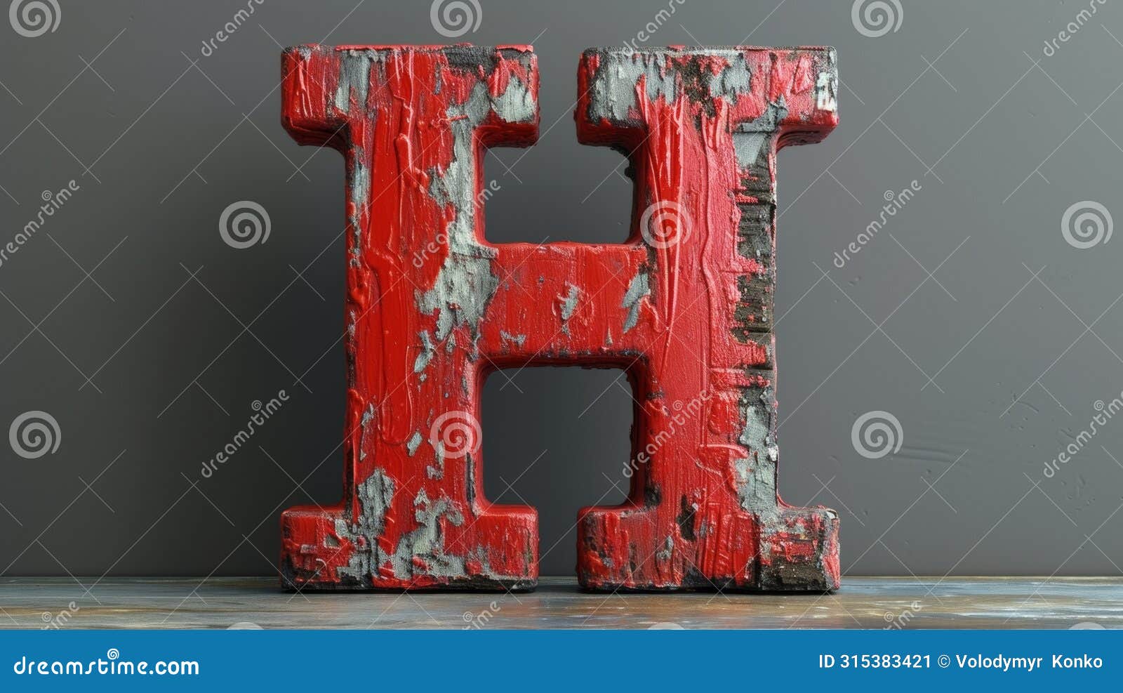 Distressed Red Letter H on Grey Background Stock Image - Image of ...