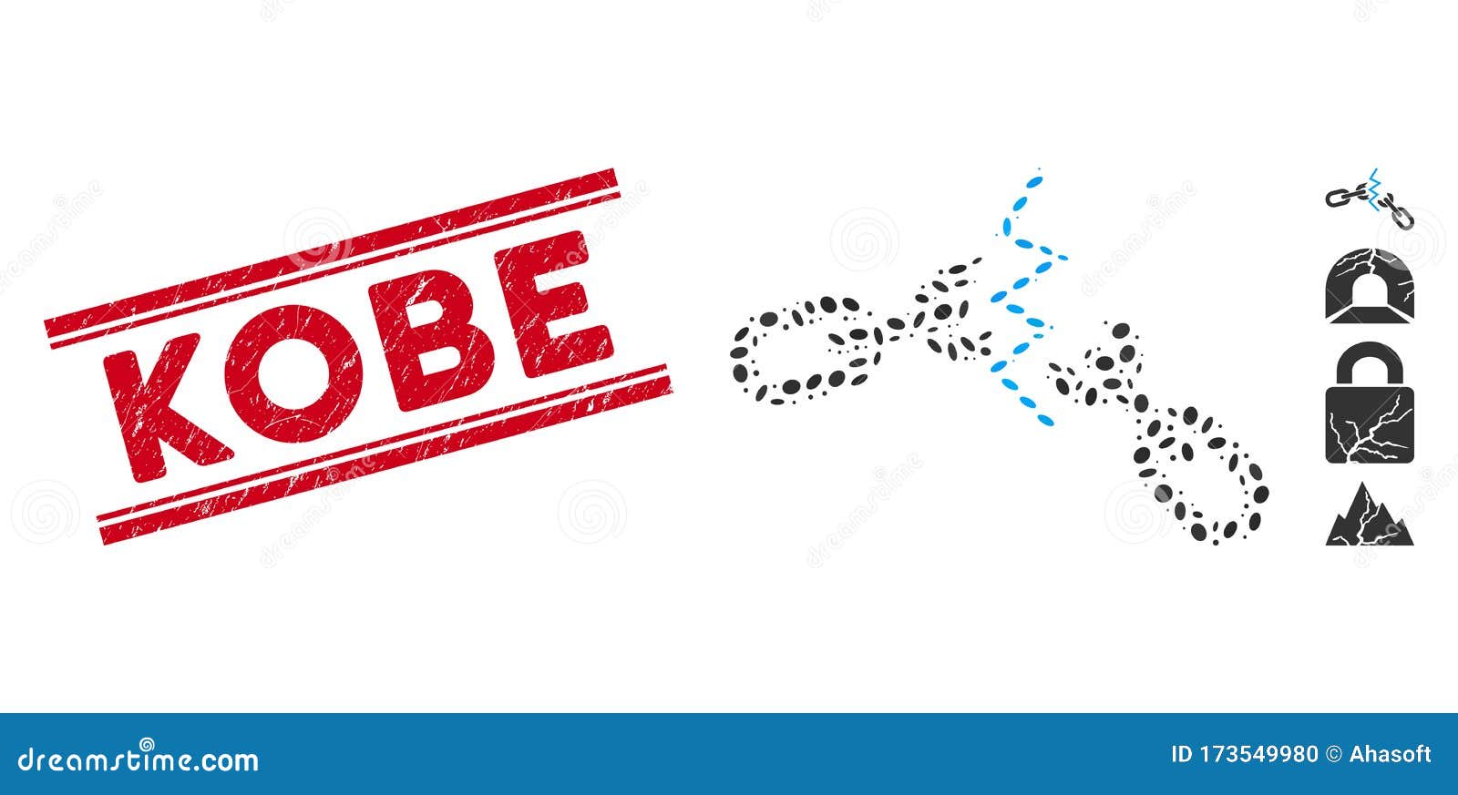 Textured Kobe Line Seal and Collage Broken Chain Icon Stock ...