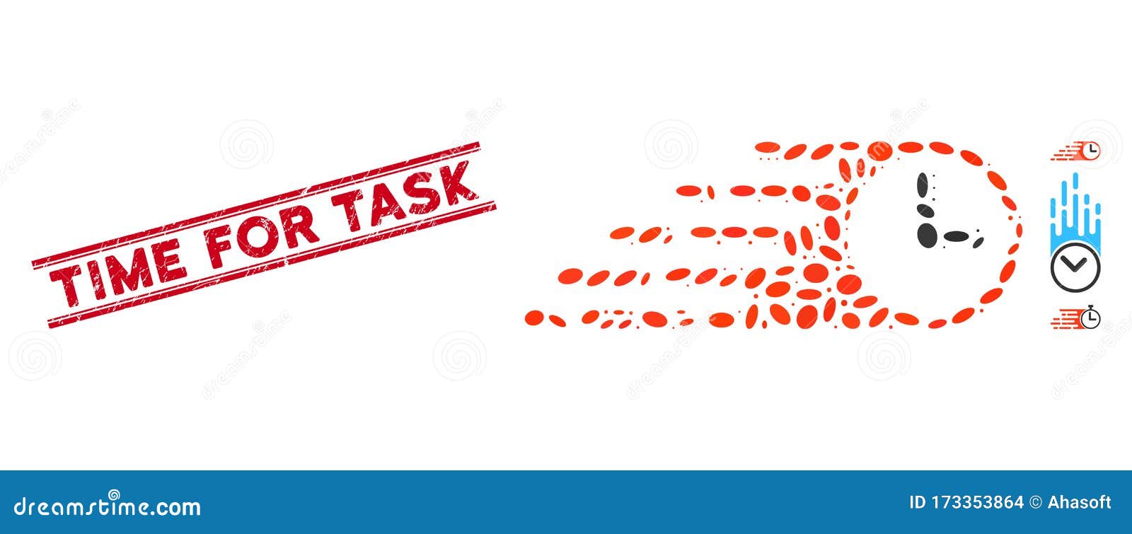 Grunge Time for Task Line Seal with Mosaic Rush Clock Icon Stock ...