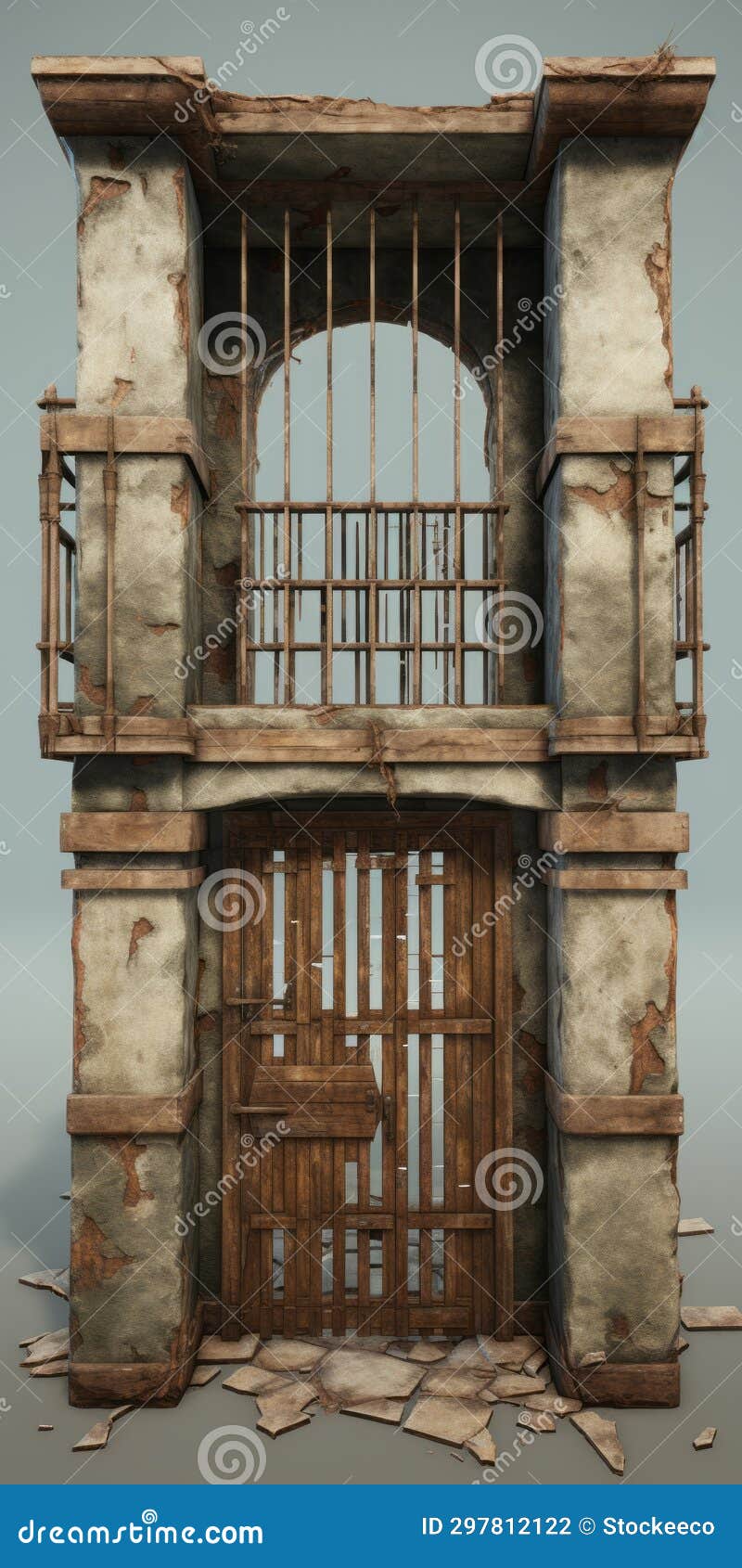 Distressed Serenity: Realistic 3d Model of an Old Damaged Teak Prison ...