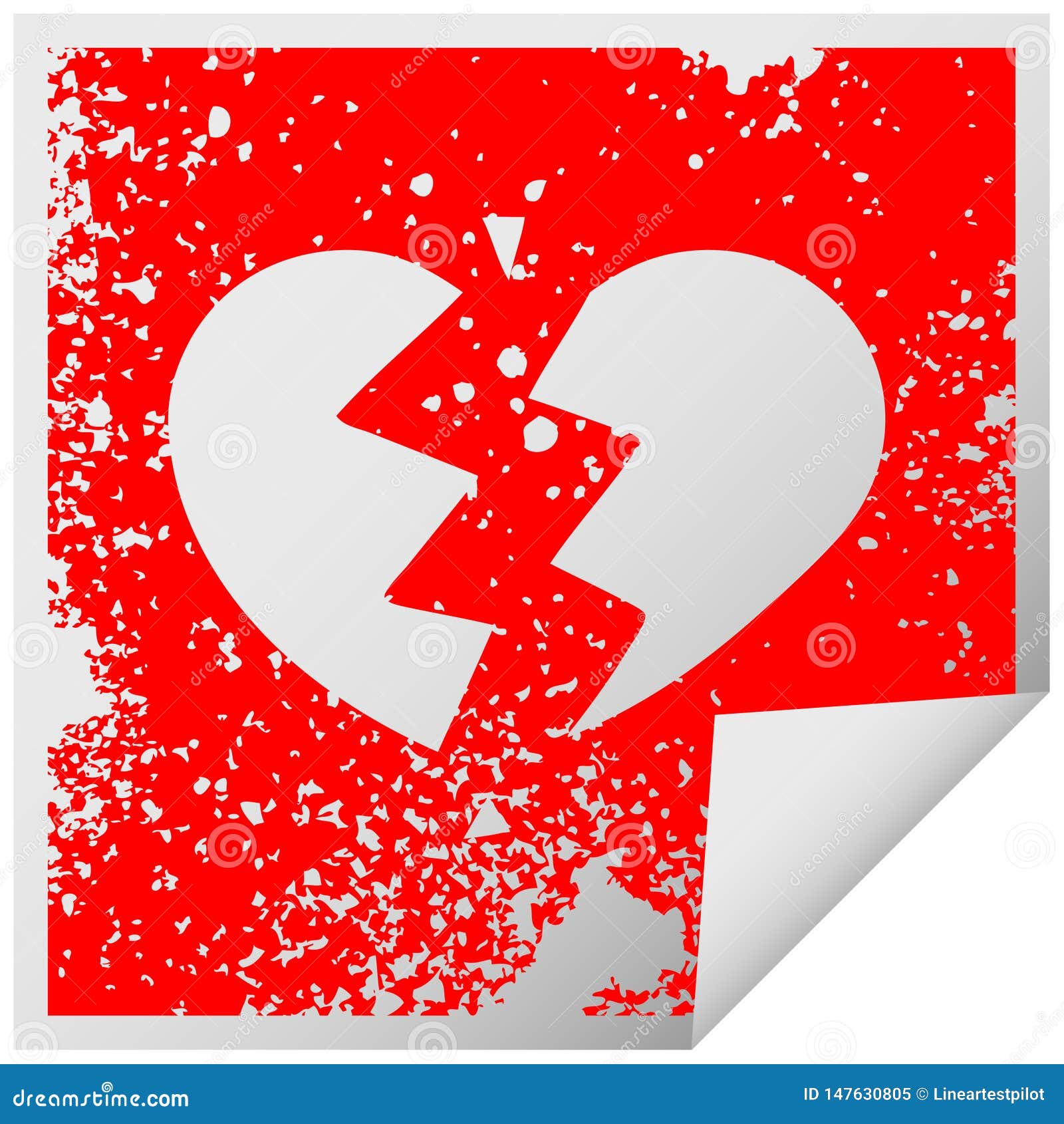 Distressed Square Peeling Sticker Symbol Broken Heart Stock Vector ...