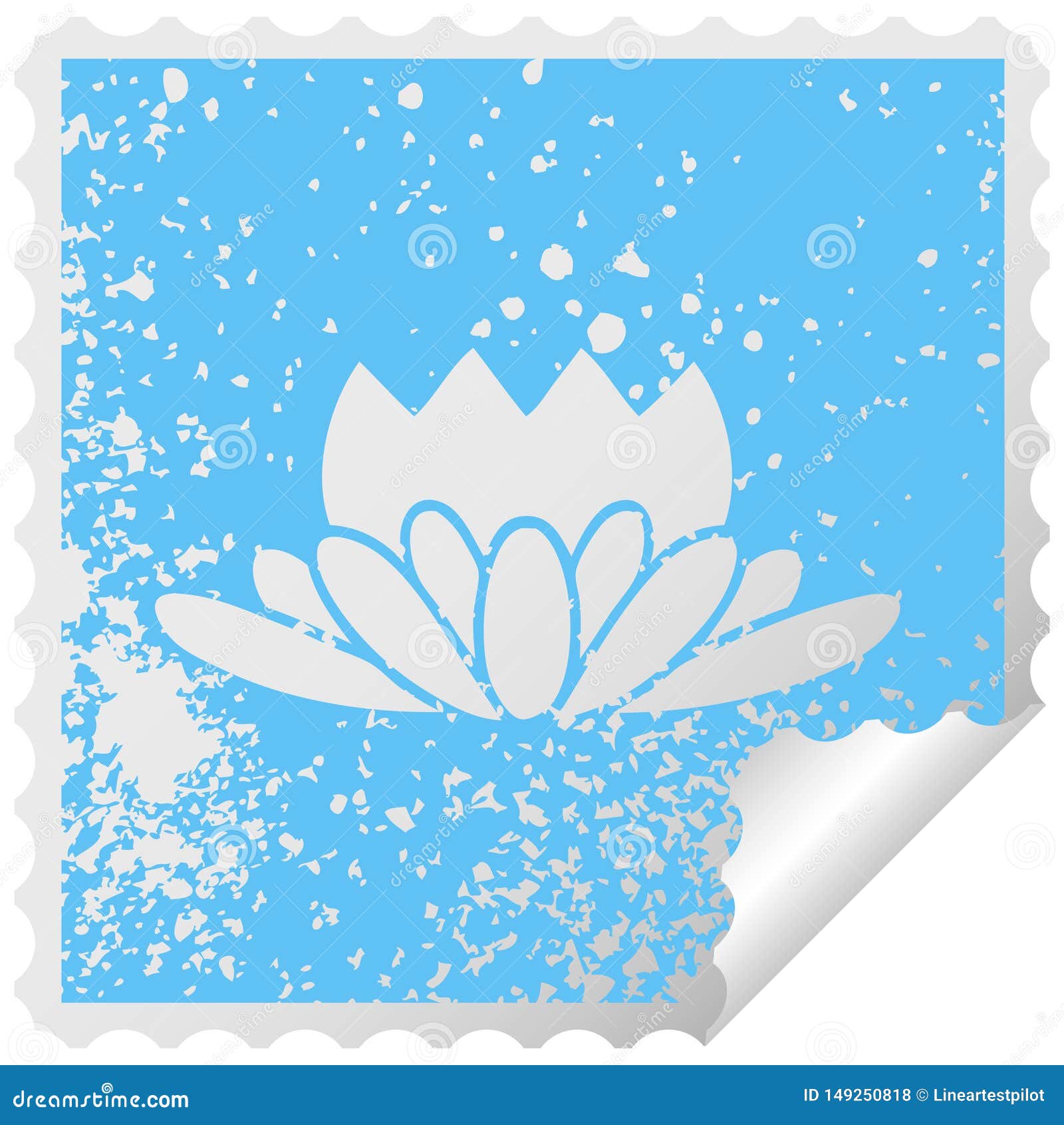 Distressed Square Peeling Sticker Symbol Flower Stock Vector ...