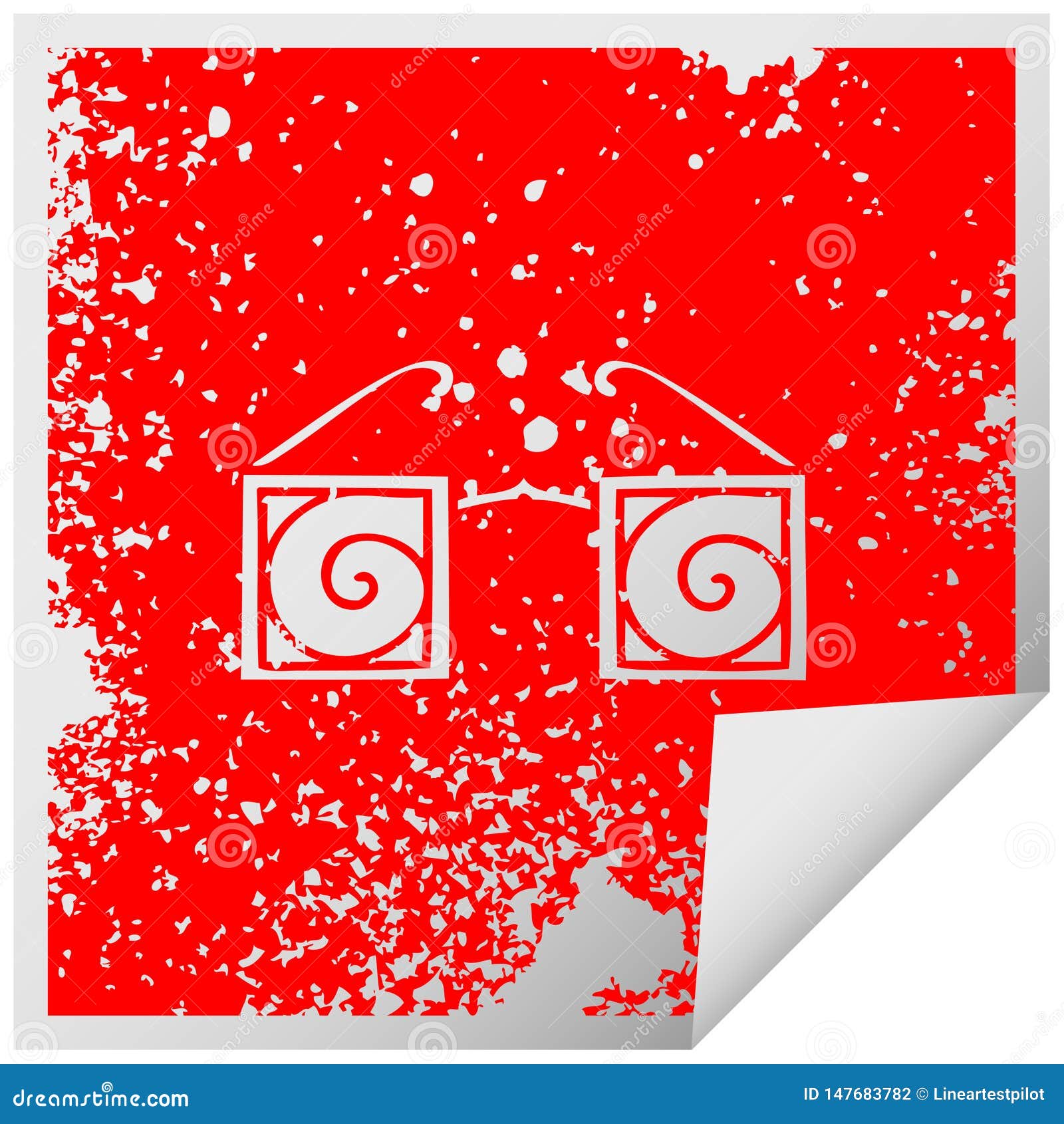 Distressed Square Peeling Sticker Symbol Hypno Glasses Vector ...