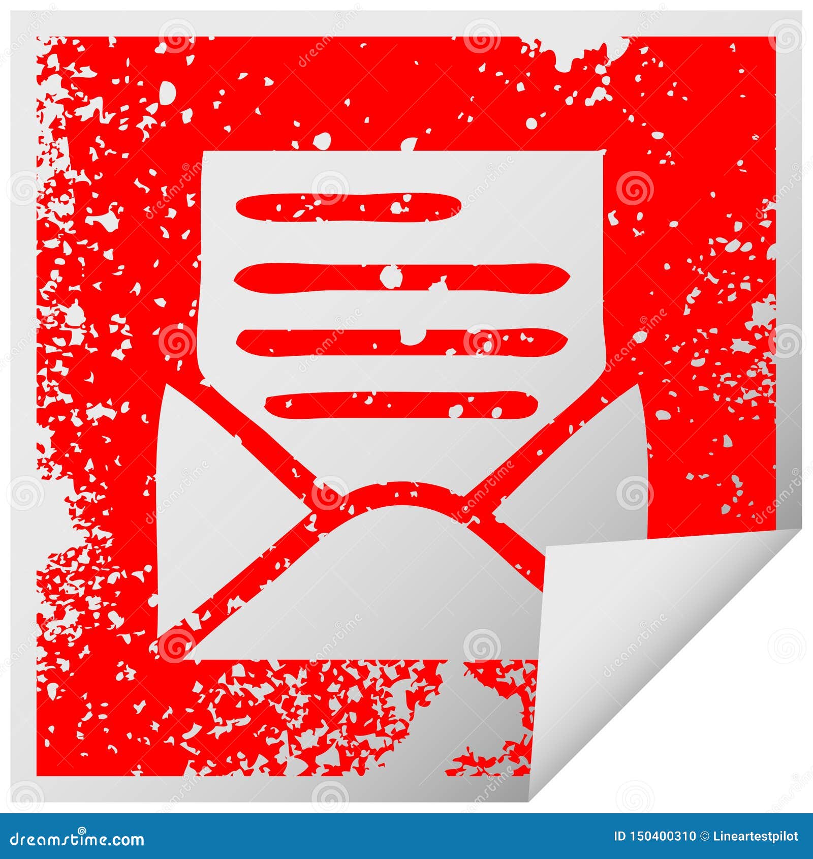 Distressed Square Peeling Sticker Symbol of a Letter and Envelope Stock ...